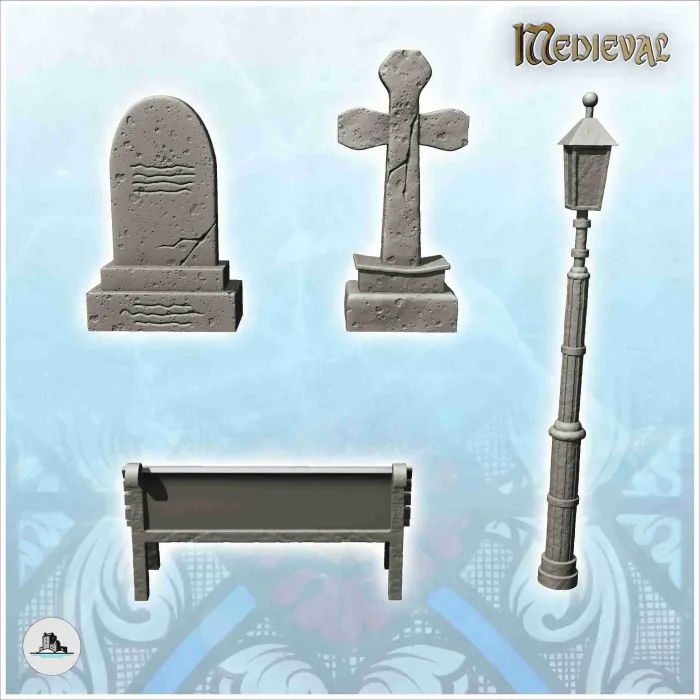 Lighting & Lamps STL Download - Set of tombstones and outdoor ...