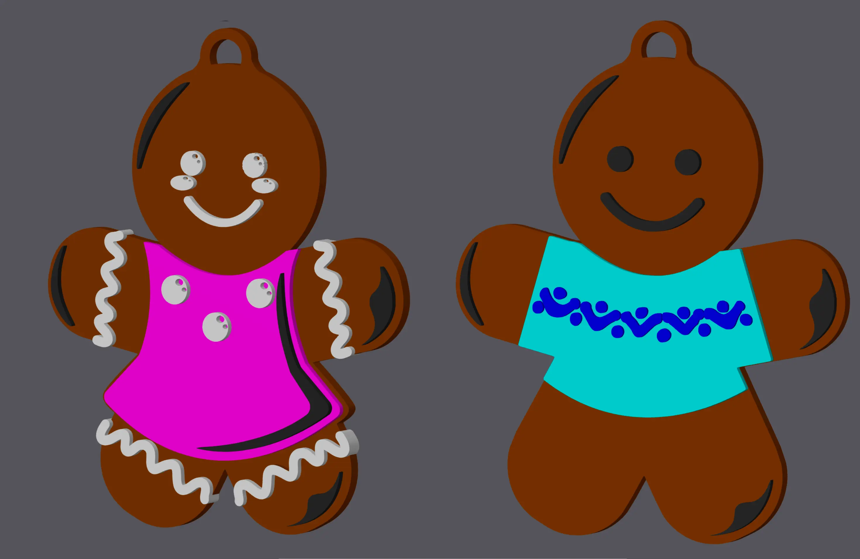 Home Decorations & Ornaments STL Download - Gingerbread Boy & Girl ...