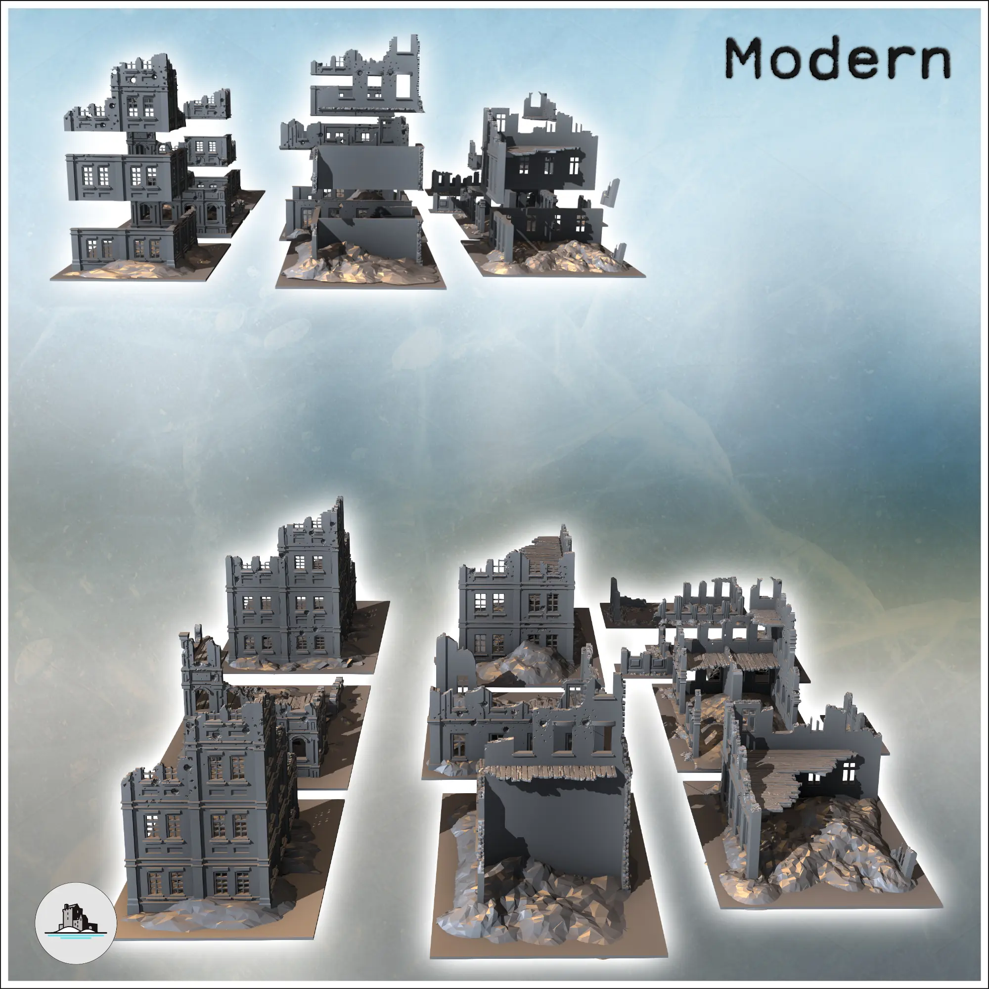 Other STL Download - Set of twelve large modern and futuristic ruins ...