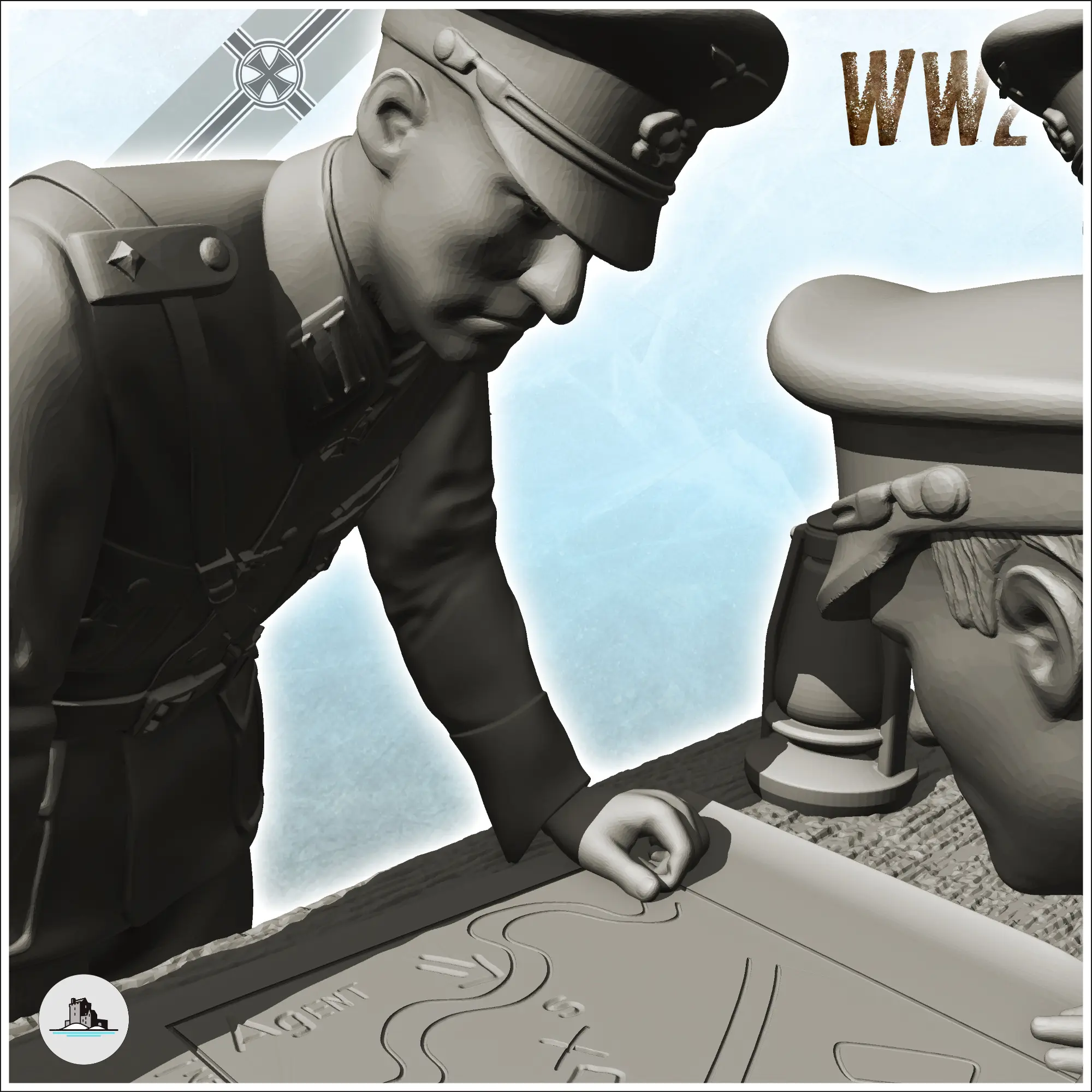 Other STL Download - German staff around a table with map (12) - WW2 ...
