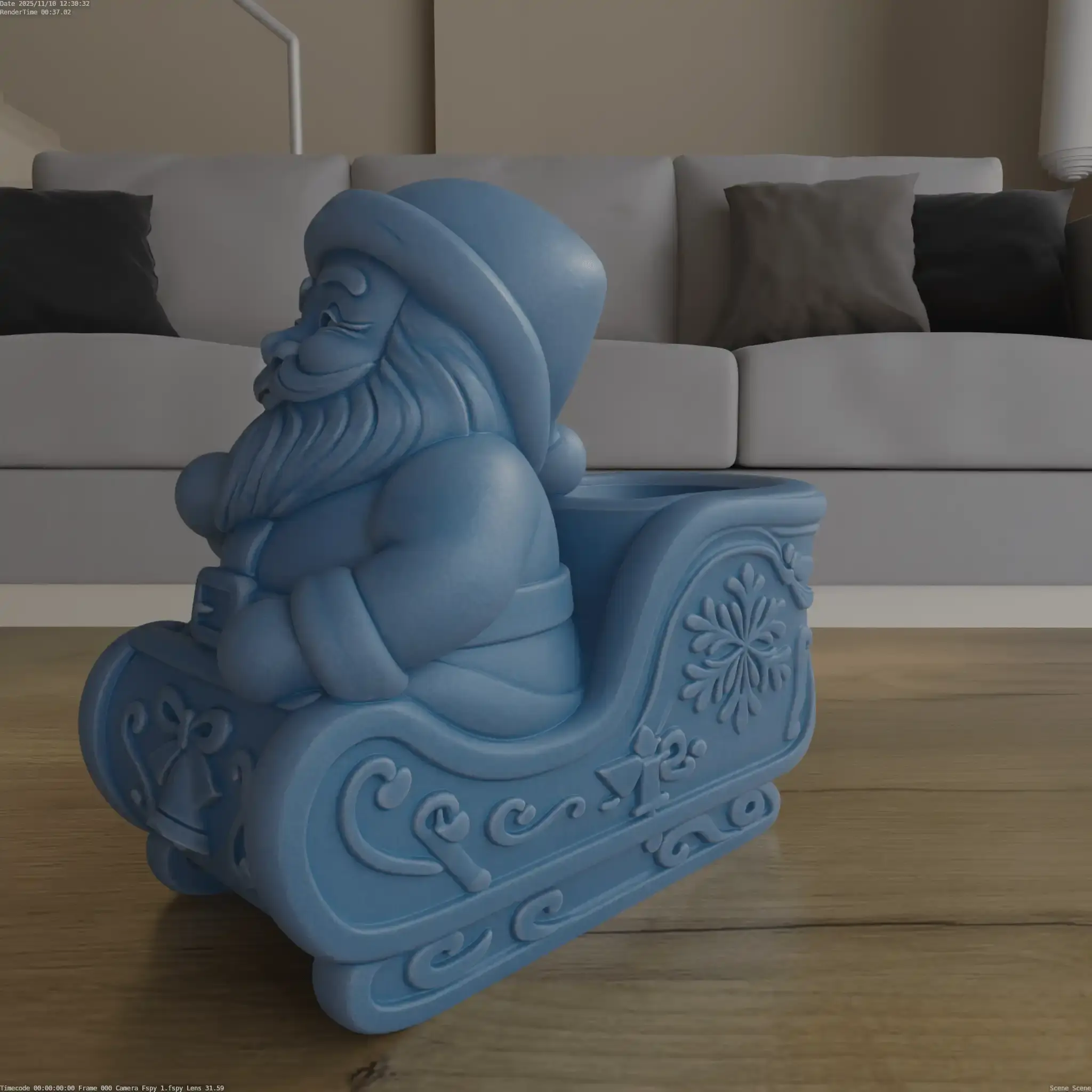 Home Decorations & Ornaments STL Download - Festive Santa Sleigh ...