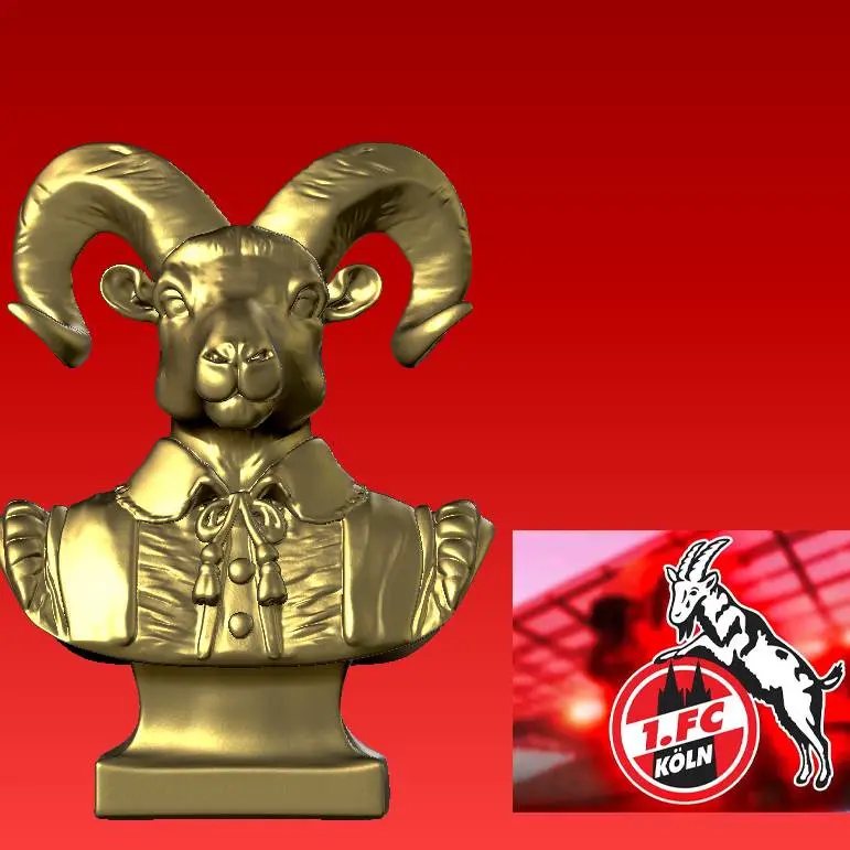 Sculptures & Artworks STL Descarga - FC Cologne - Koln mascot statue in ...
