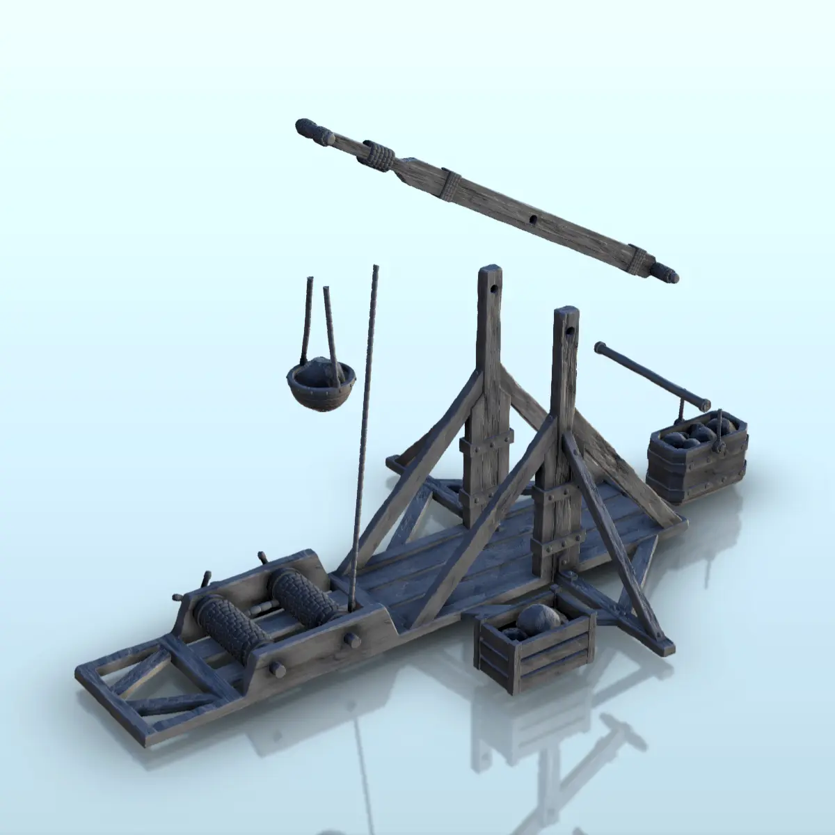 Other STL Download - Medieval trebuchet with stones and counterweights ...