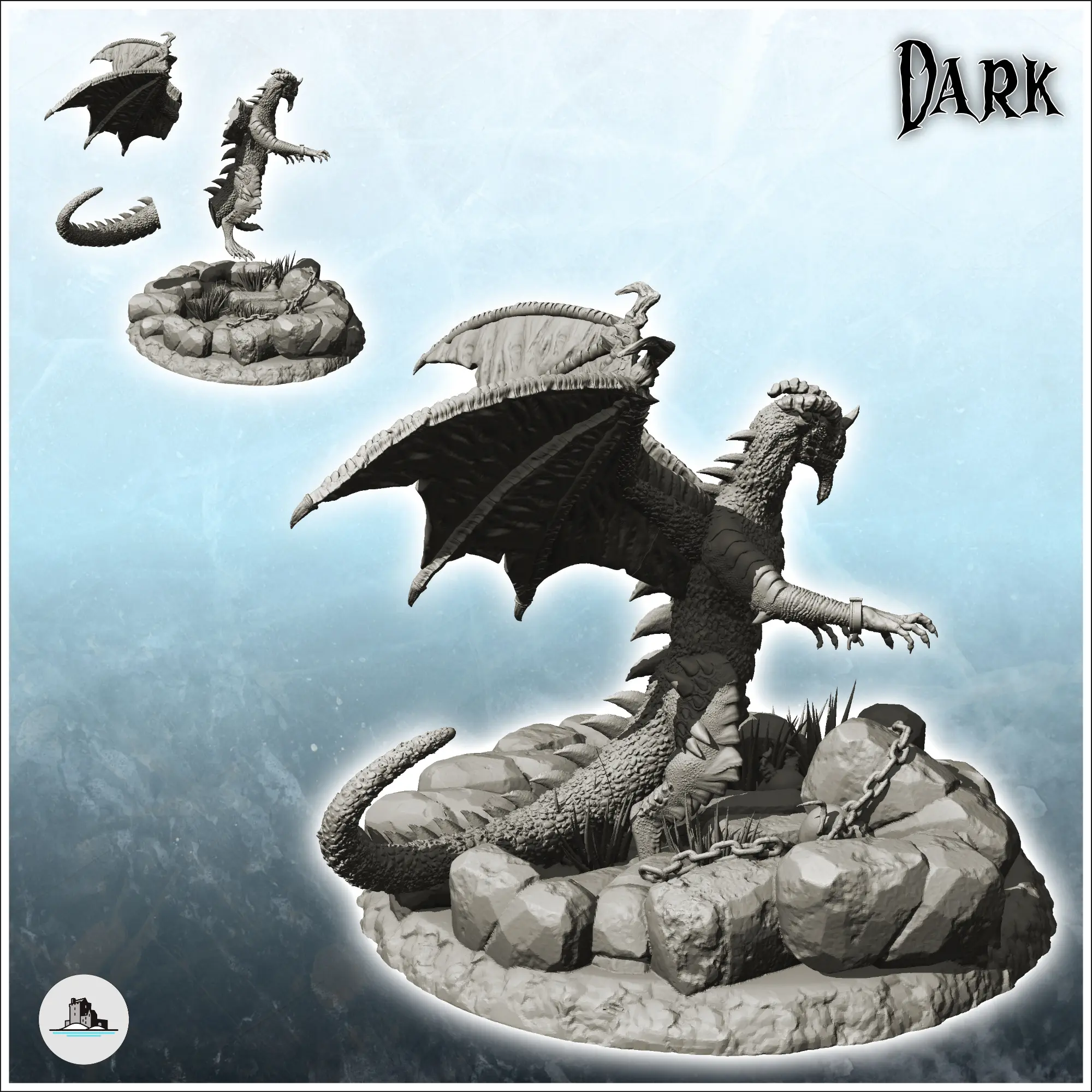 Dragon with chain - figure miniature statue fantasy | 3D models ...