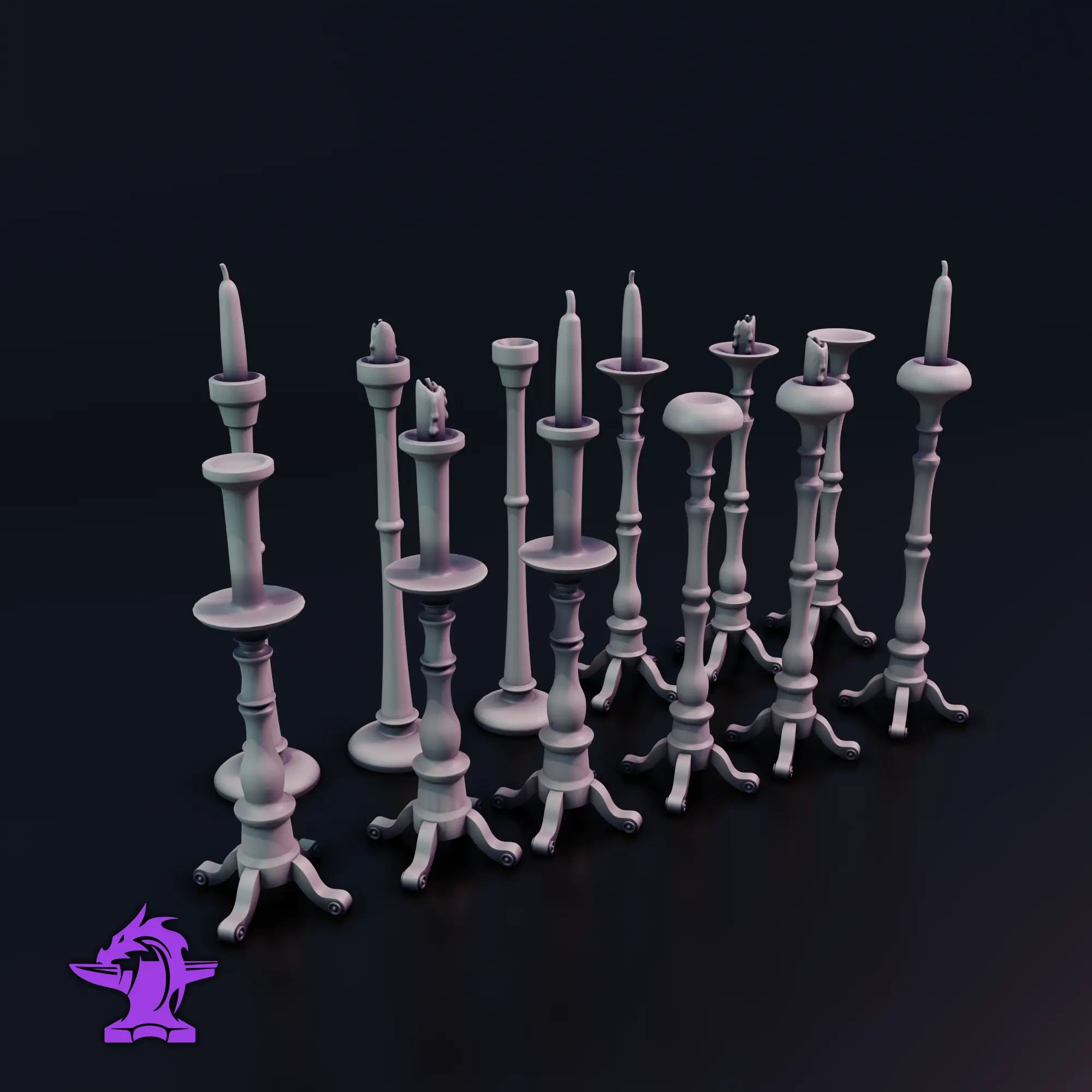 Lighting & Lamps STL Download - Candle Sticks Scatter Terrain for ...