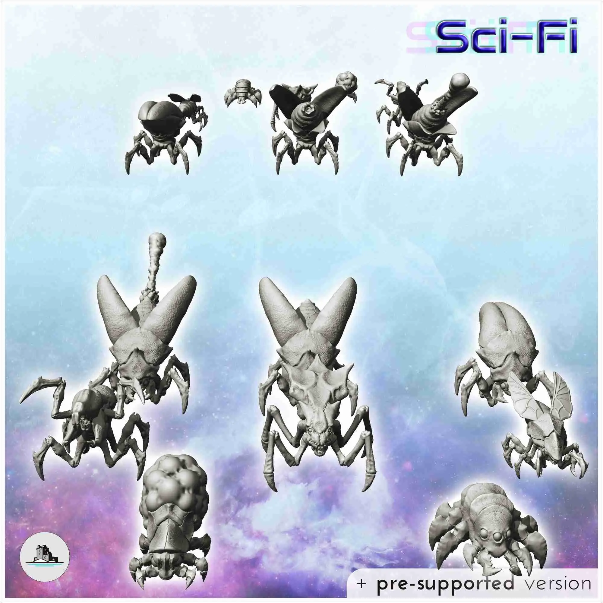 Set of seven alien creatures on legs (33) - miniatures figur | 3D ...