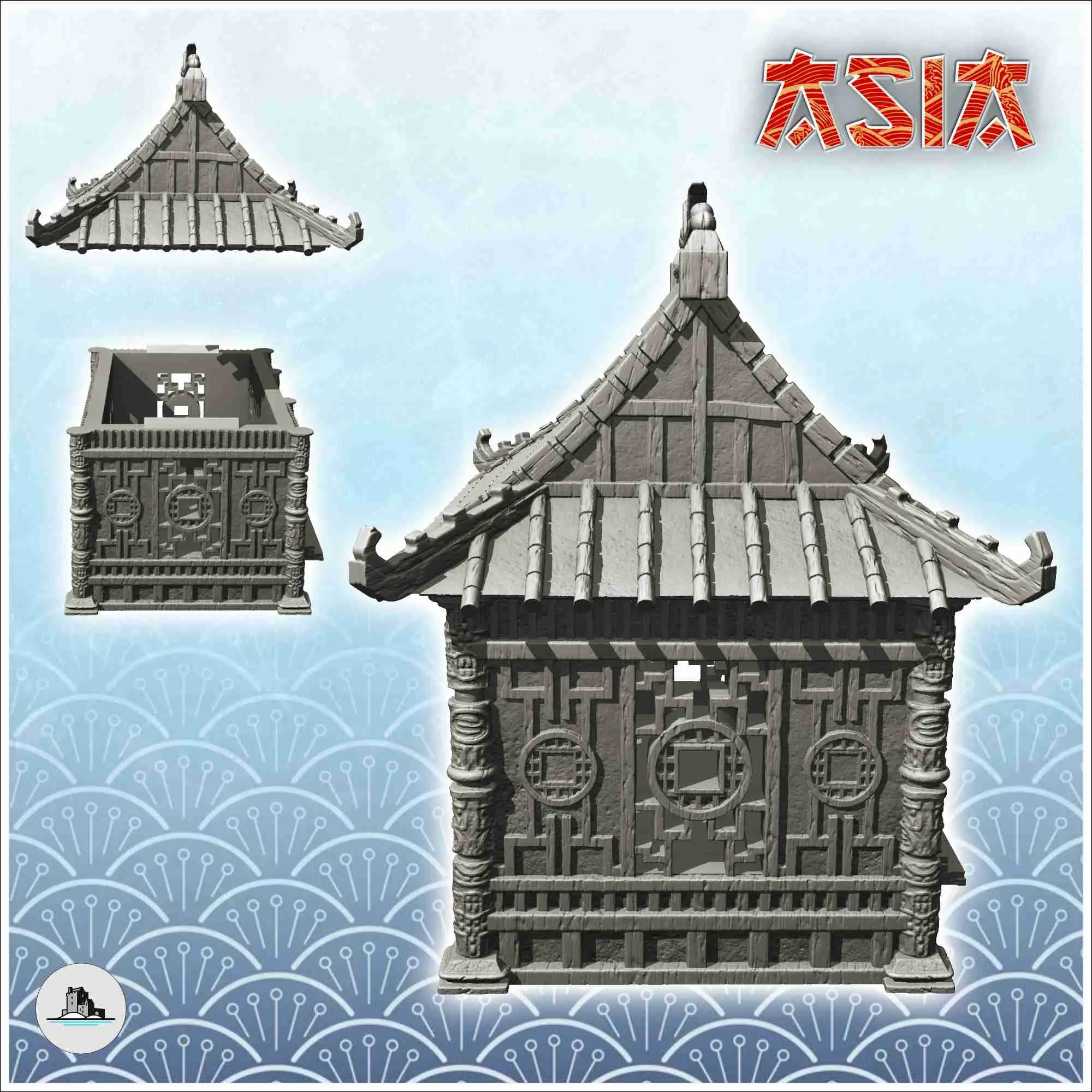 Other STL Download - Asian temple with big roof and access stairs (22 ...