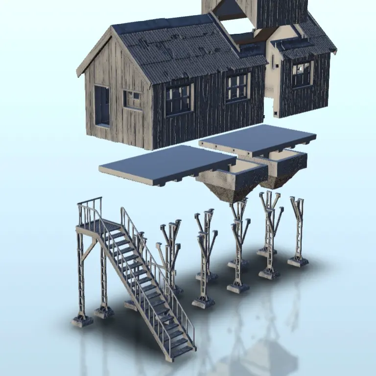 Other STL Download - Warehouse on iron piles 12 - WW2 Terrain scenery ...
