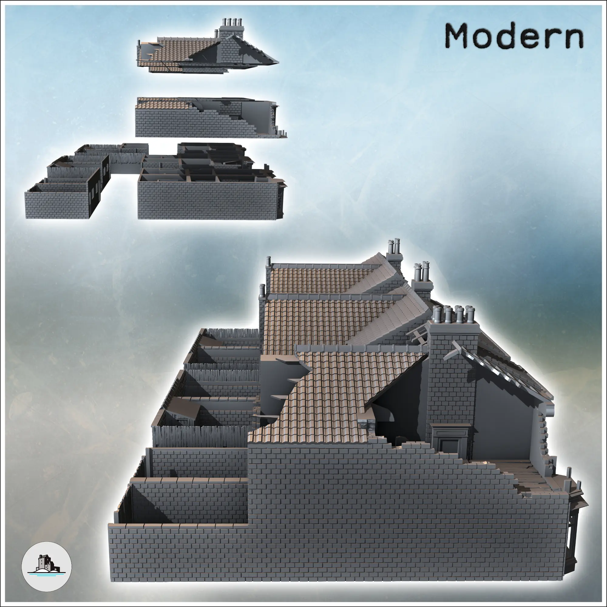 Other STL Download - Set of three buildings with large bay windows and ...