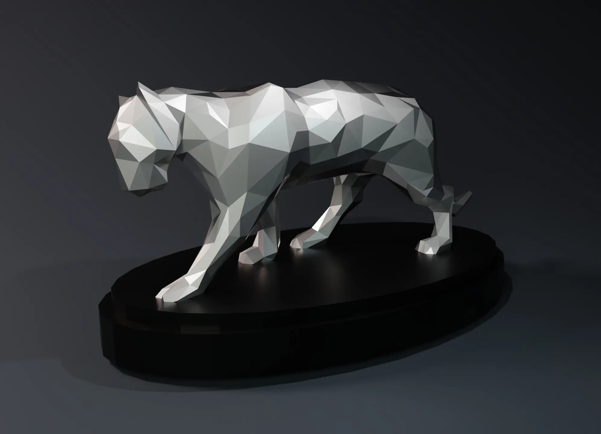 Sculptures & Artworks STL Download - Low Poly Panther Statueby César_Cruz