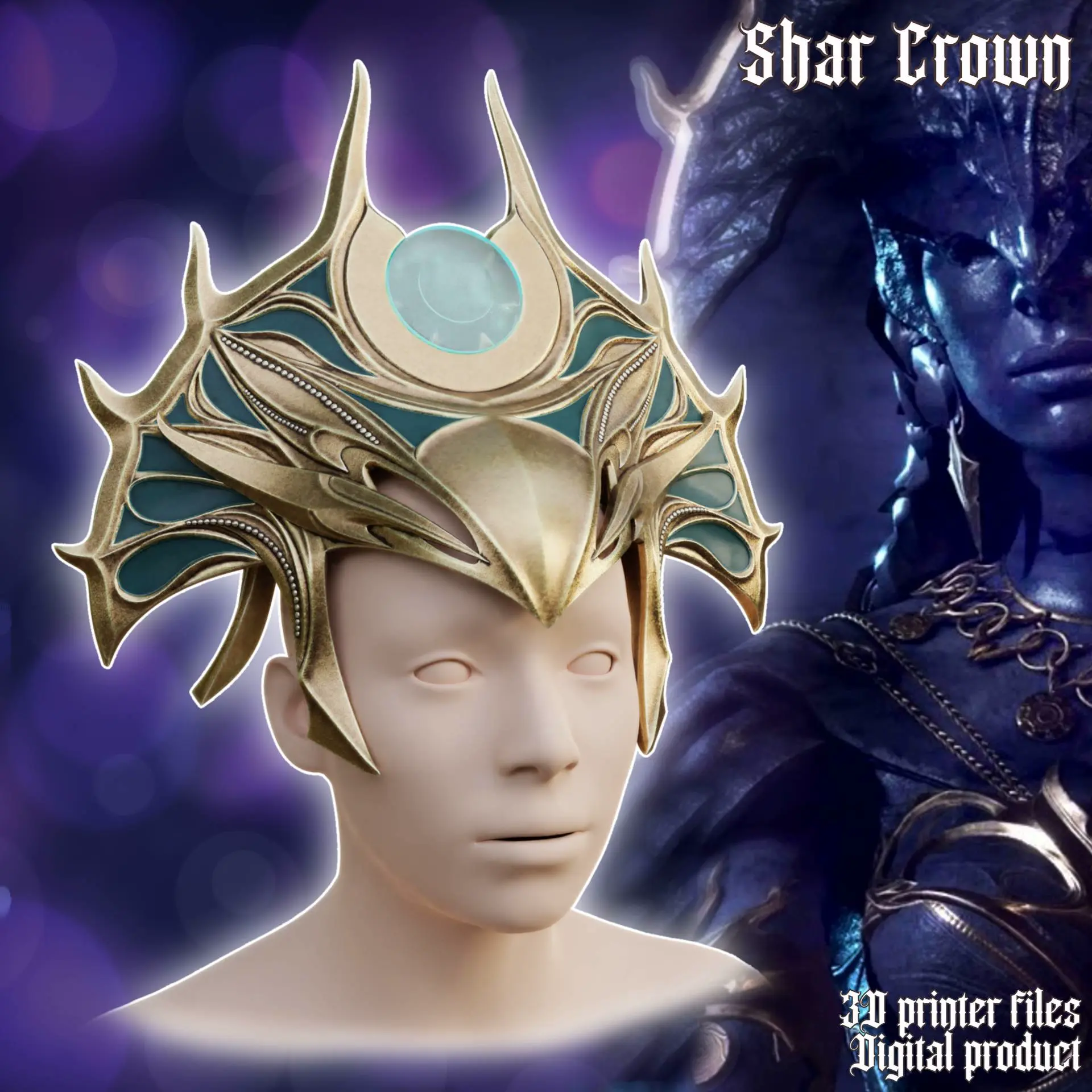 Cosplay STL Download - Fantasy Shar Crown Baldurs Gate 3by Krotek-inc