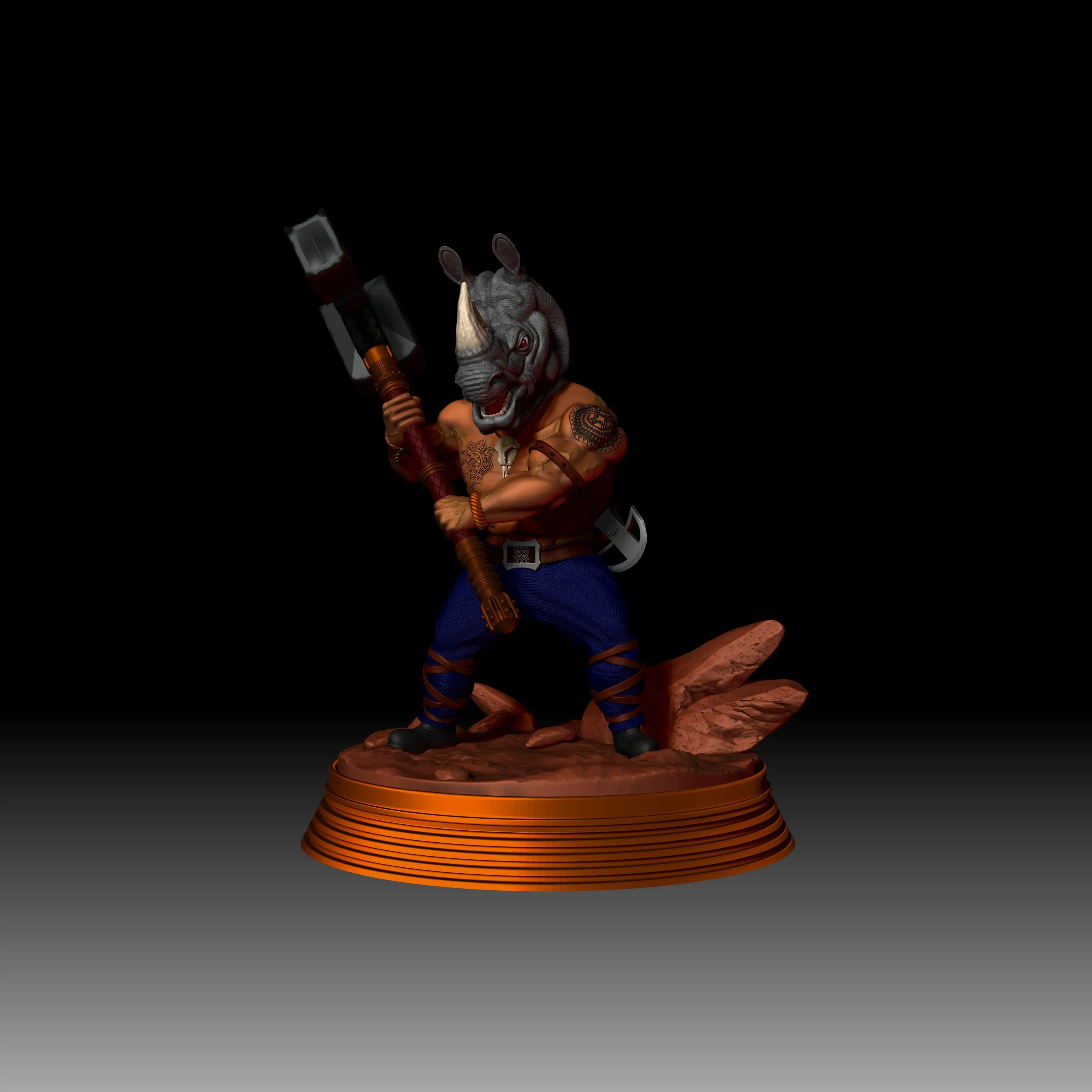 Other STL Download - Mour The Rhino Warrior - tabletop miniby Castro 3D