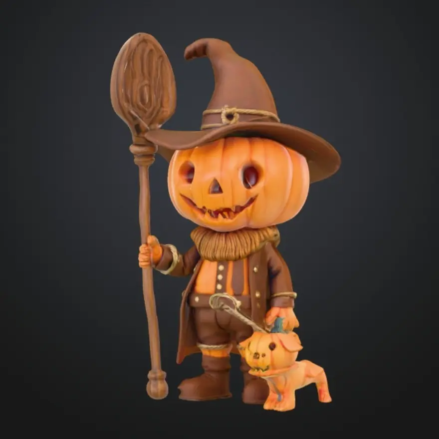 Free Characters & Creatures STL Download - Pumpkin Guard with dogkinby ...