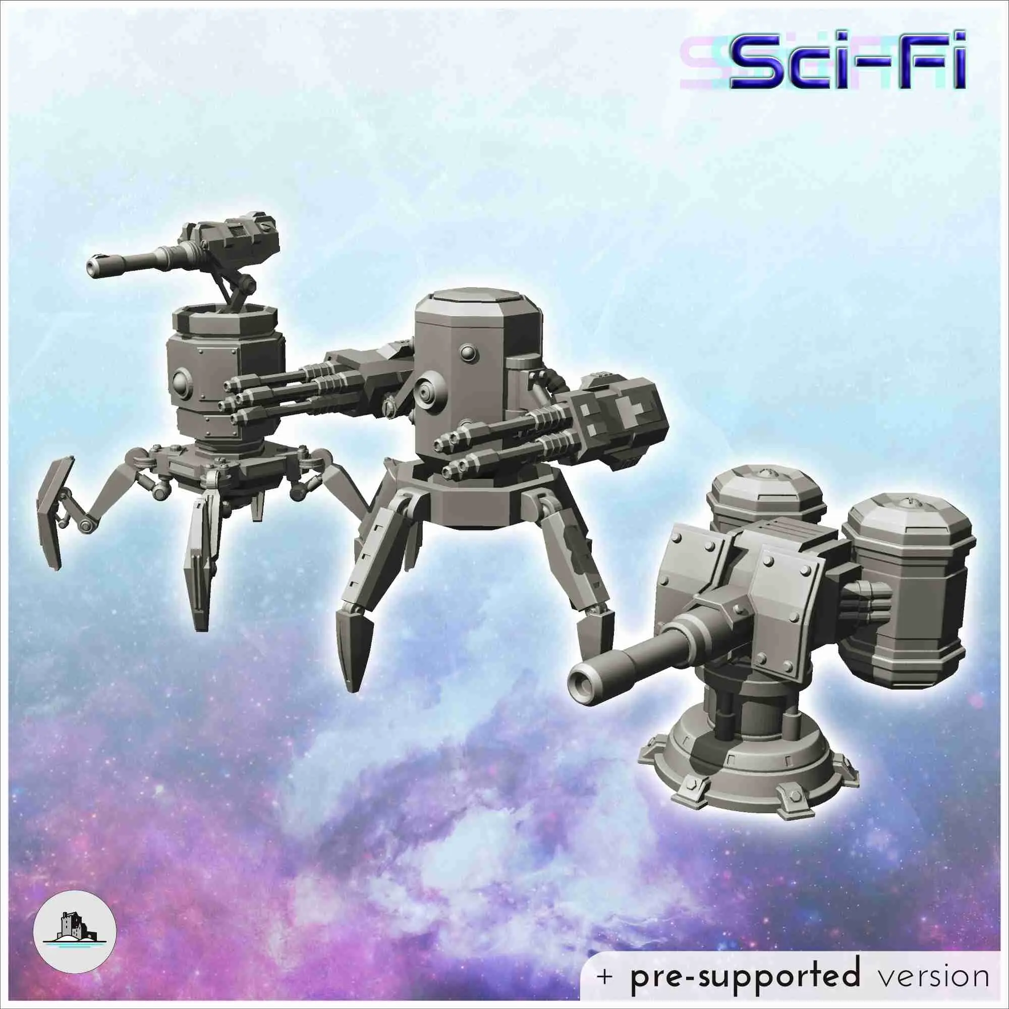 Other STL Download - Set of three futuristic turrets with energy ...