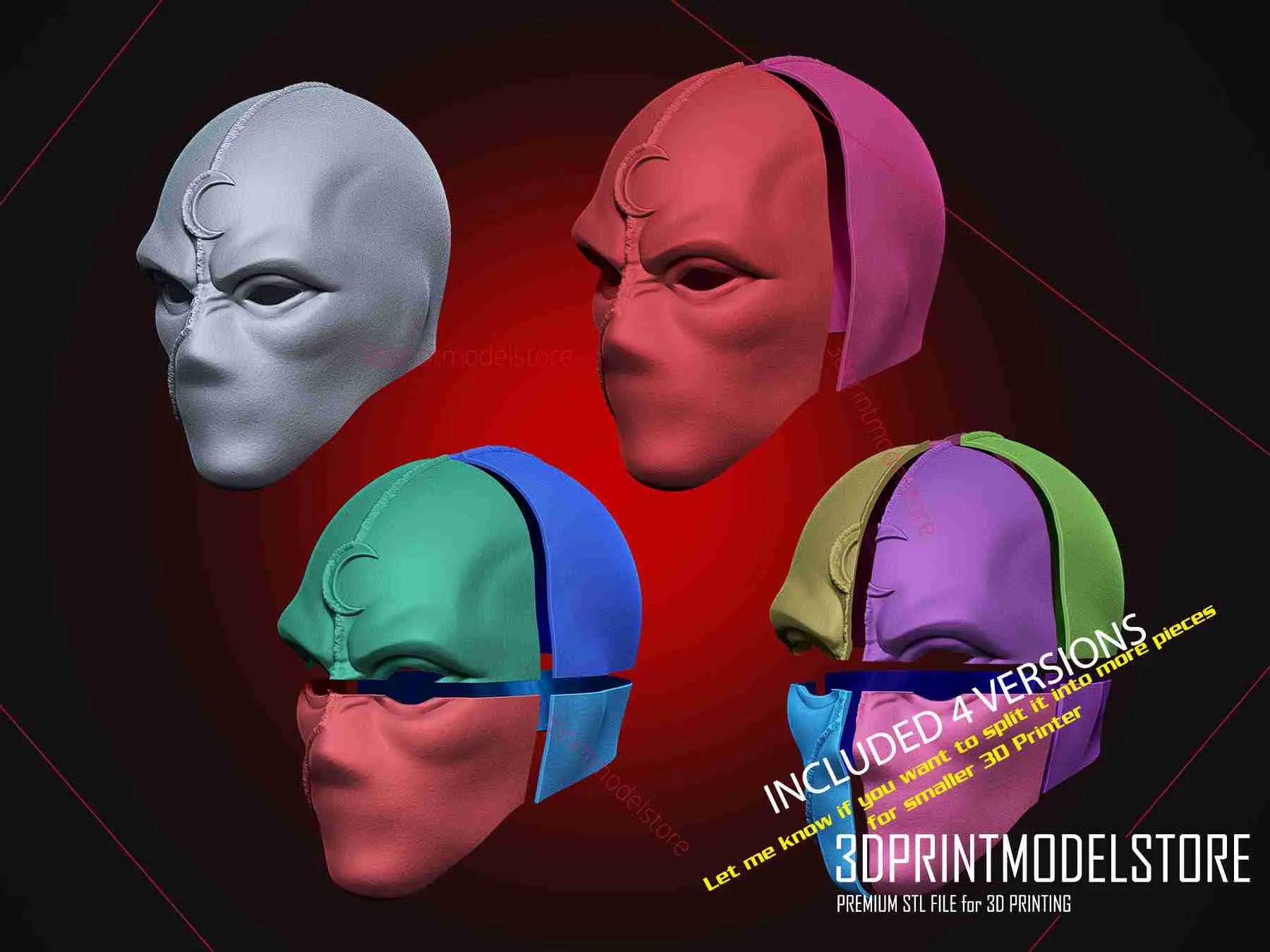 Cosplay STL Download - Moon Knight Mask Face Shell - Marvel Comic ...