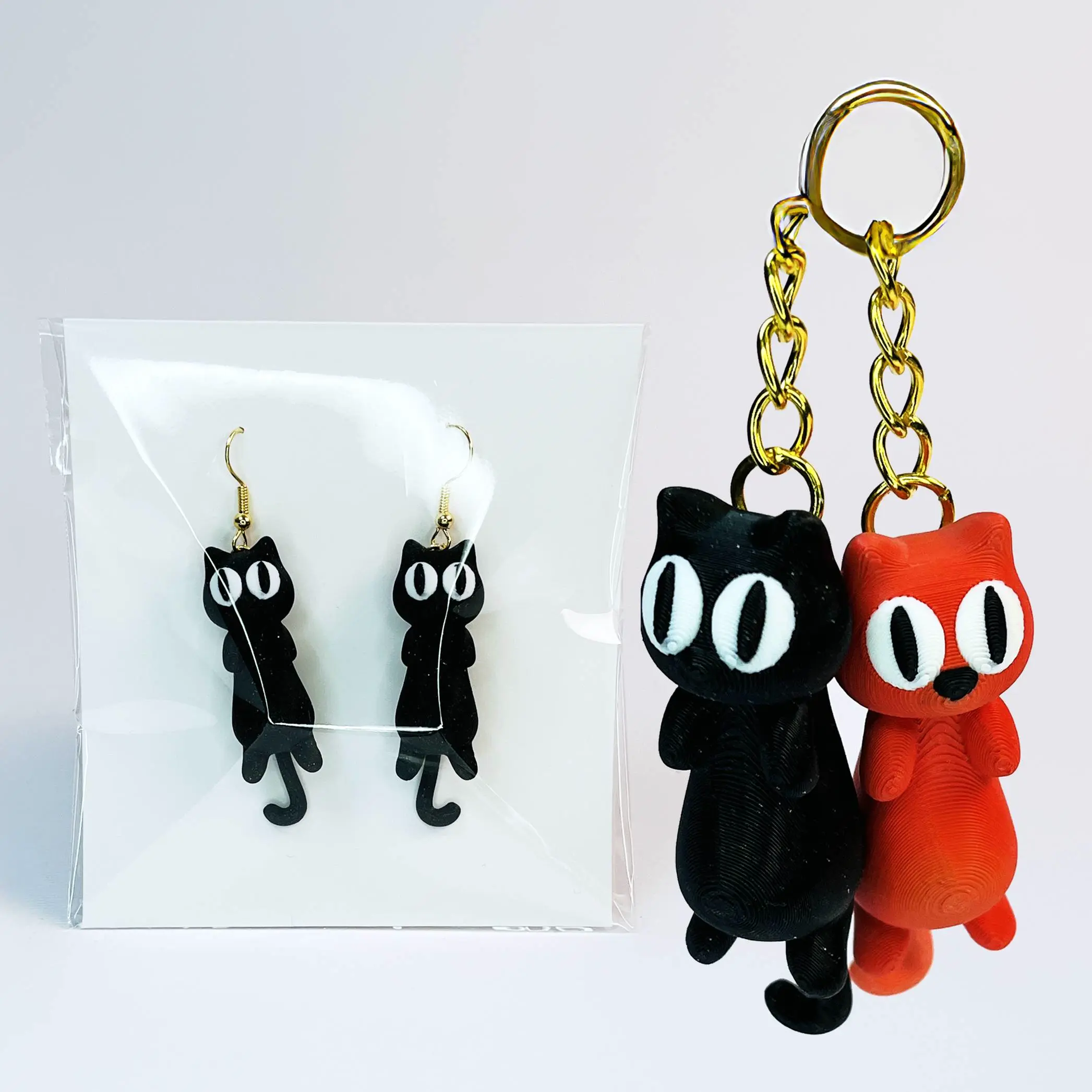 3D Printer Files | 3MF File | Cute Flexi Cat w tail Keychain, Earring ...