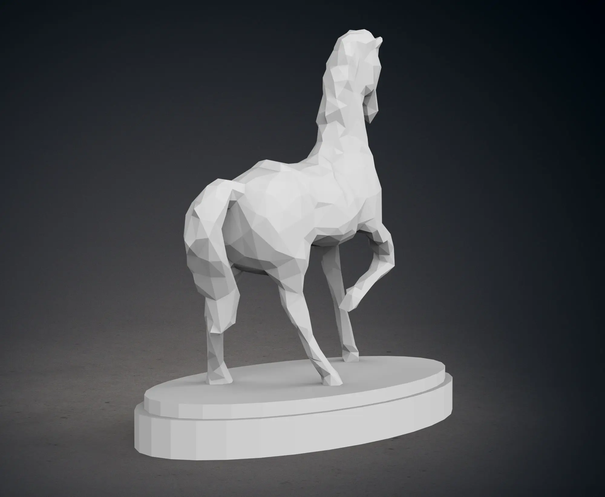 Sculptures & Artworks STL Descarga - Estatua de un caballo Low Poly ...