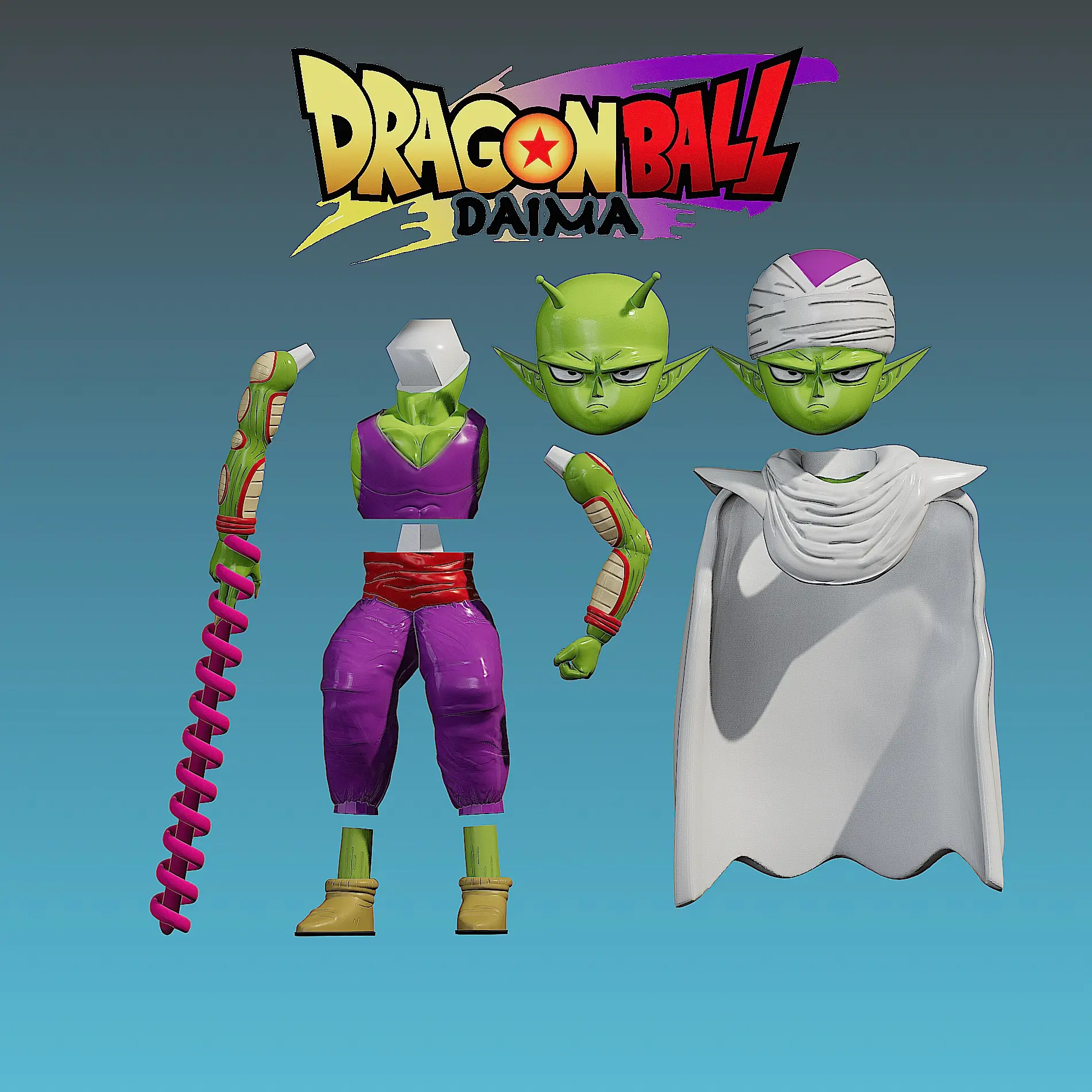 Characters & Creatures STL Download - PICCOLO Jr - Dragon Ball Daimaby ...