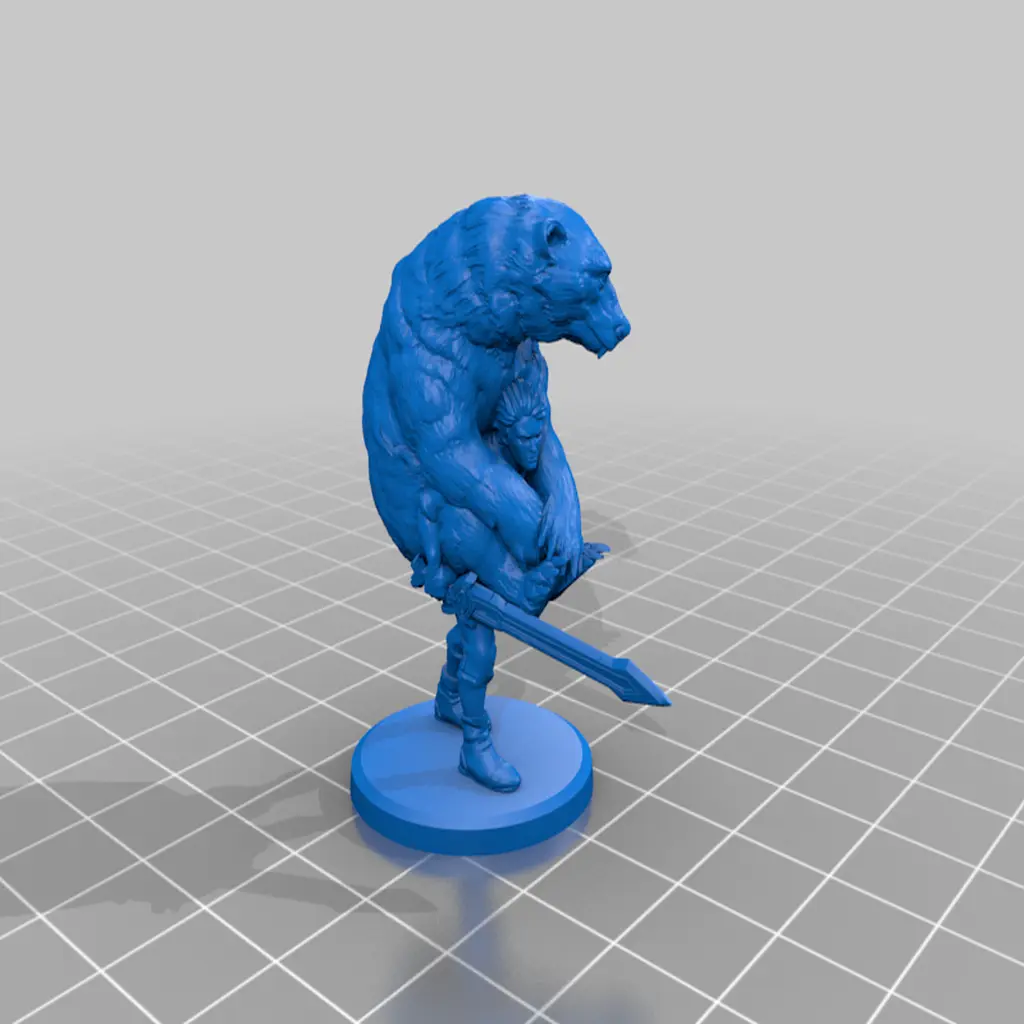 Free Characters & Creatures STL Download - Man Carrying Bear Miniby SMT_M 🦊