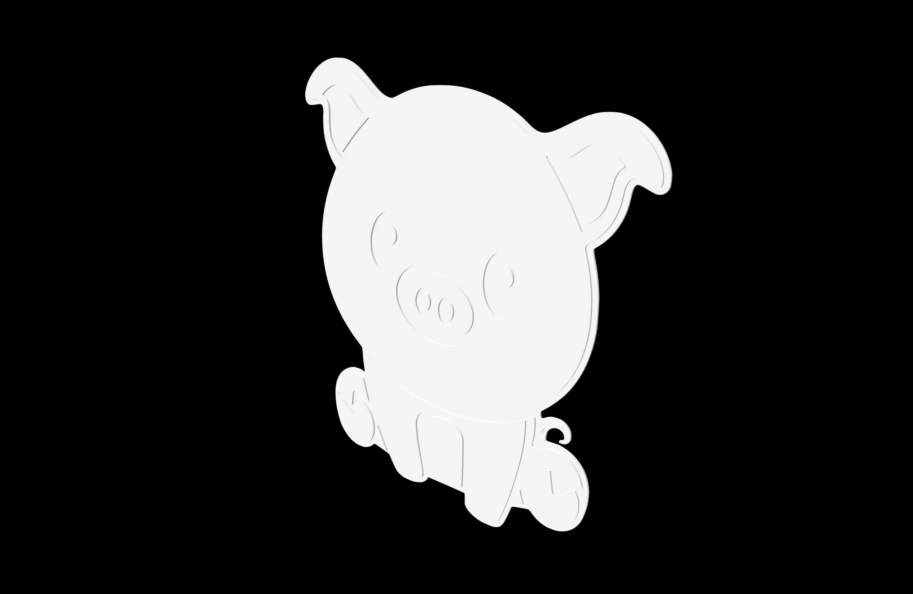 Farm Animals - Sitting Pig - Wall Art | 3D models download | Creality Cloud