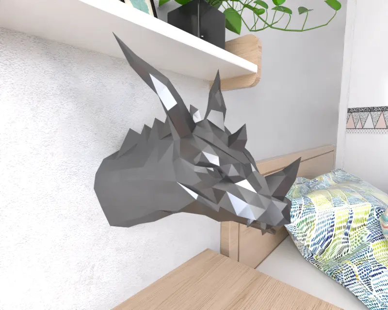 Characters & Creatures STL Download - Dragon Head Lowpoly Low polyby ...
