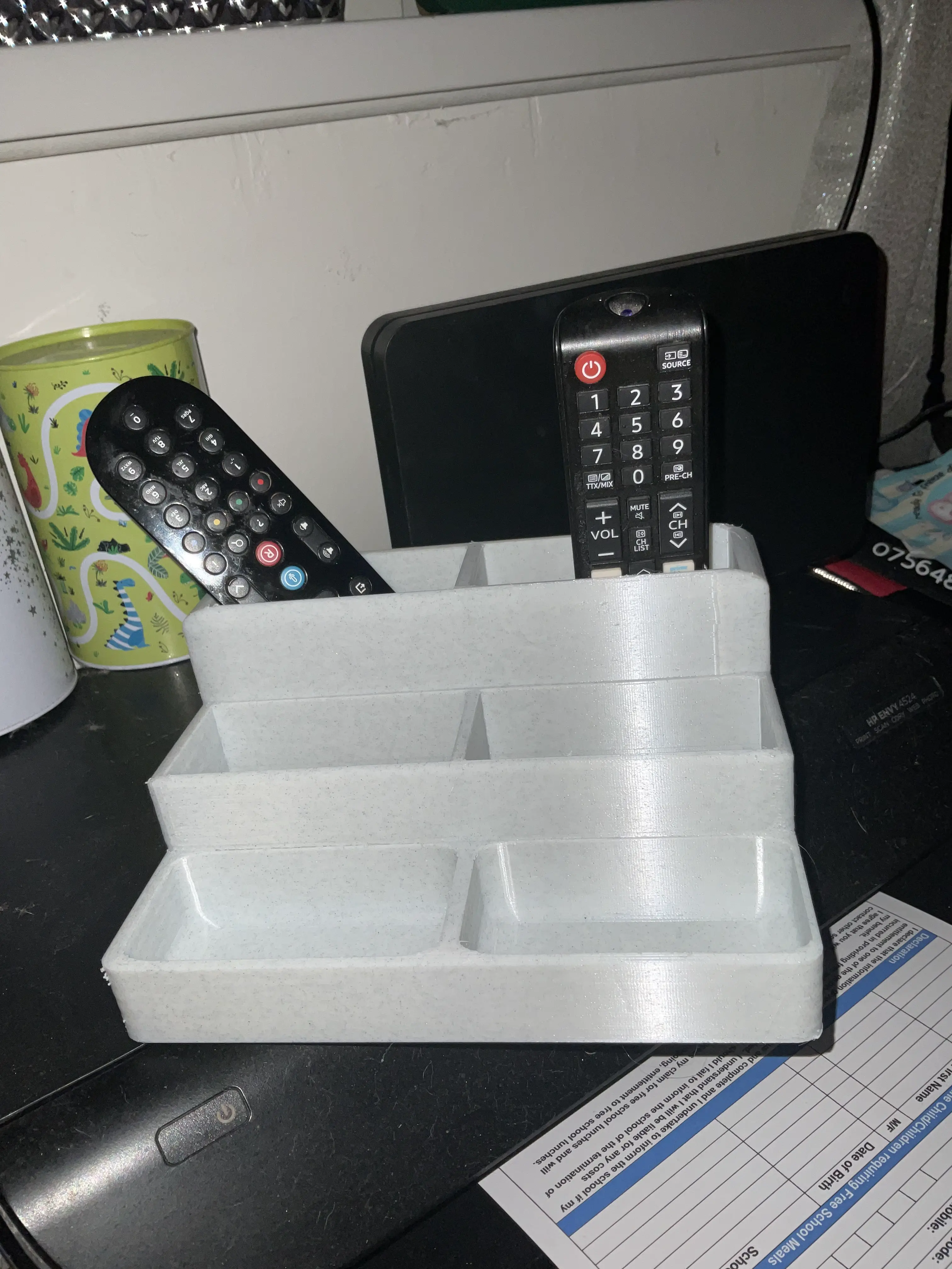 Other STL Download - Tv remote storage with trinket compartmentsby 3Dpez