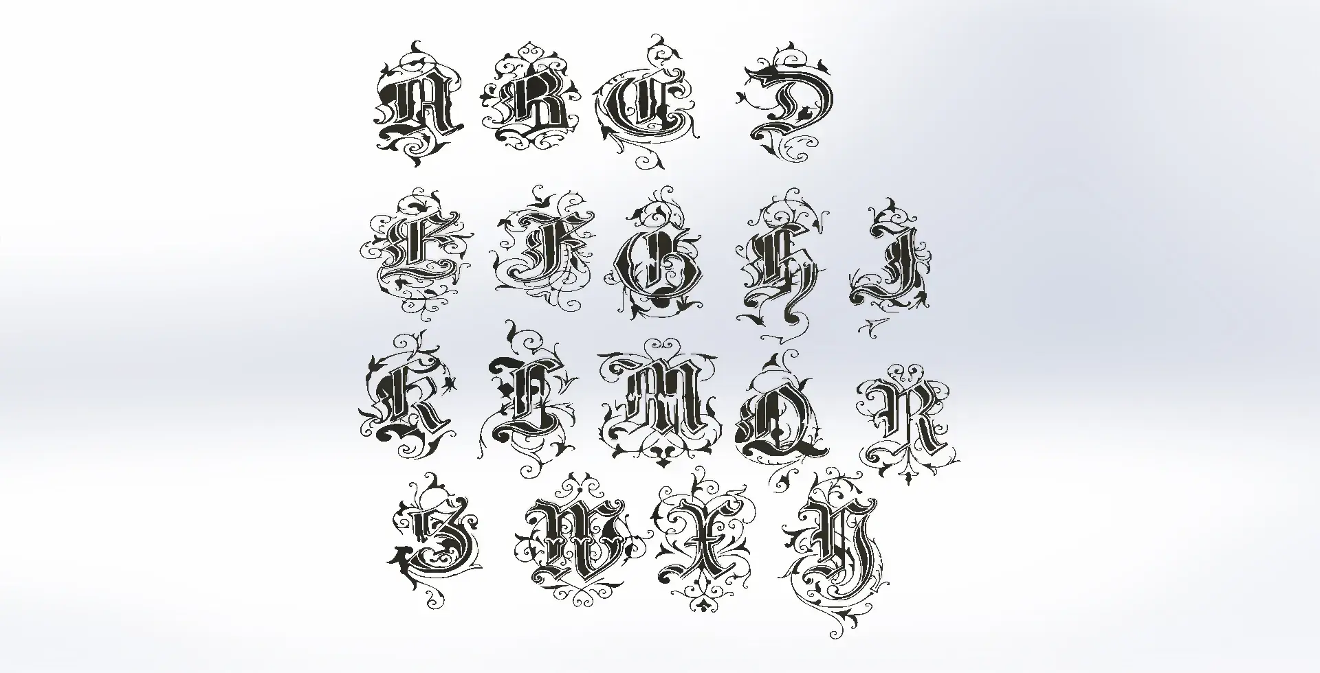 Digital Art STL Download - Fancy Gothic Alphabet Limitedby Stanislav ...