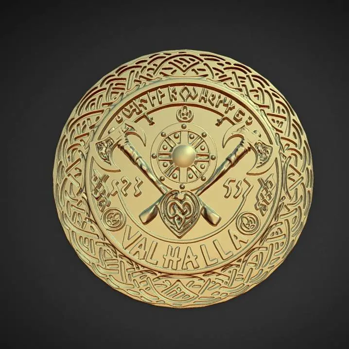 Badges & Coins STL Download - Valhalla Viking Norse wall shield ...