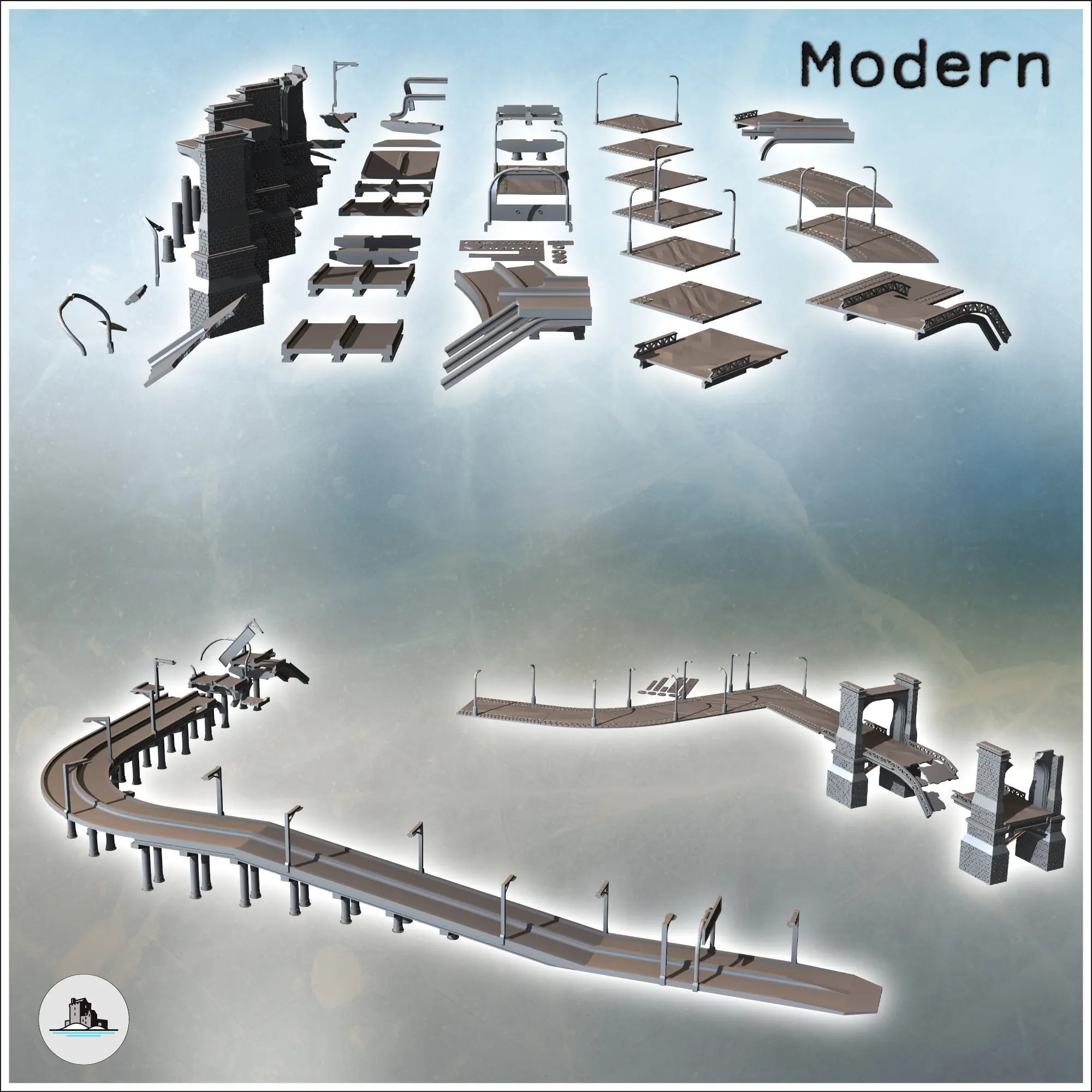 Other STL Download - Urban Modern Highway Set with Street Light and ...