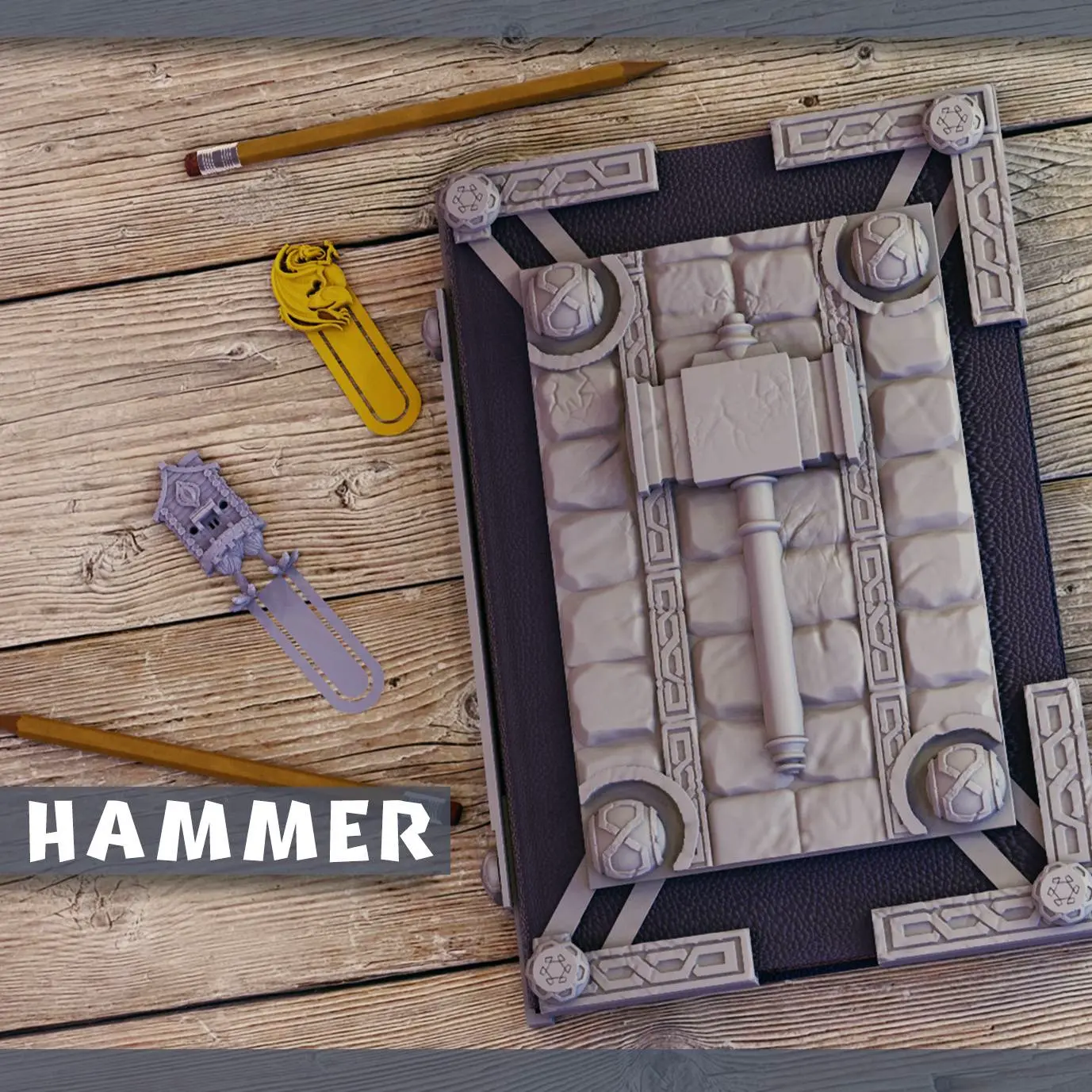Industrial Design & PrototypesSTL 다운로드 -Hammer Book Cover - Crosslances