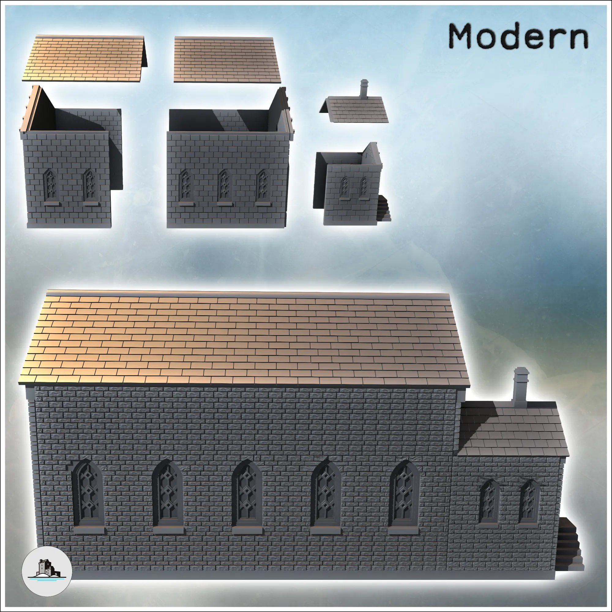 Other STL Download - Brick workshop with large access door and annex ...