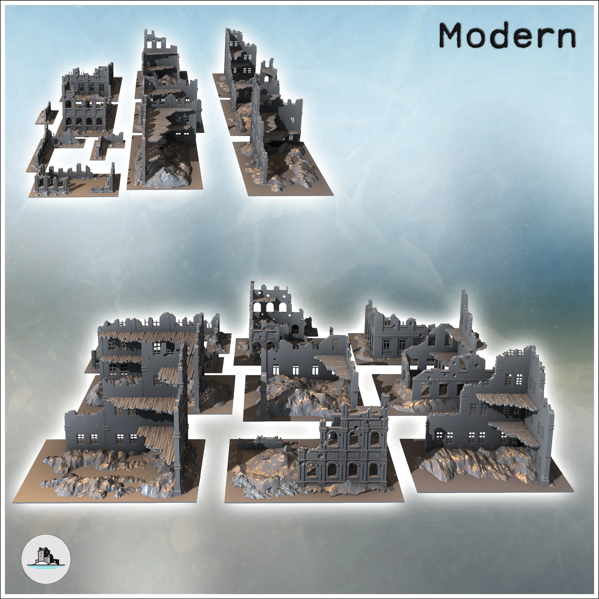 Other STL Download - Set of twelve large modern and futuristic ruins ...