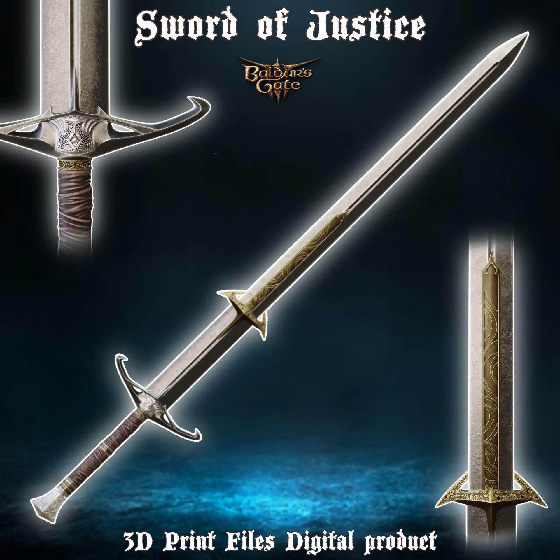 Cosplay STL Download - Fantasy Nightsong Sword of Justice Baldurs Gate ...