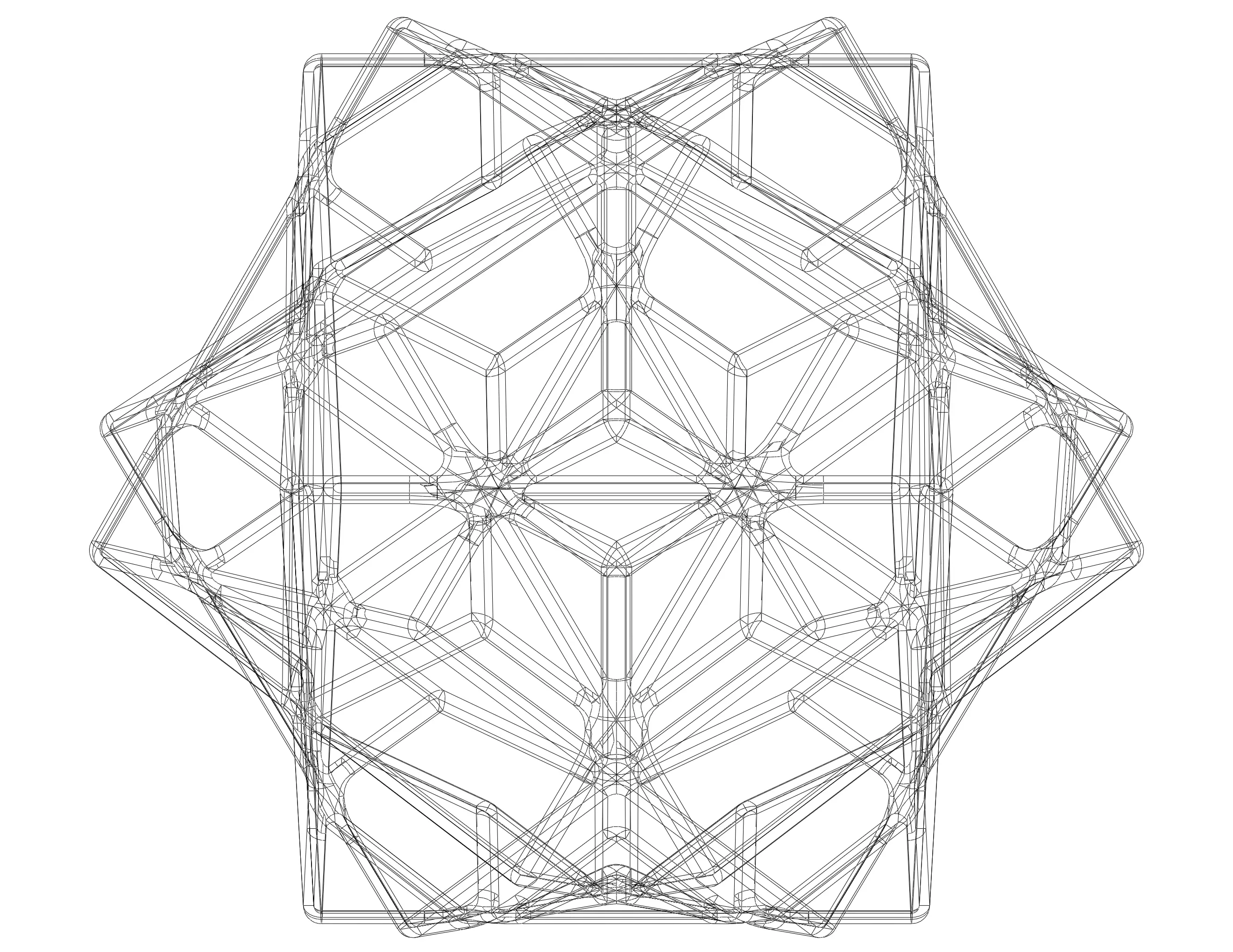 Digital Art STL Download - Wireframe Shape Compound of Three Cubesby MR ...