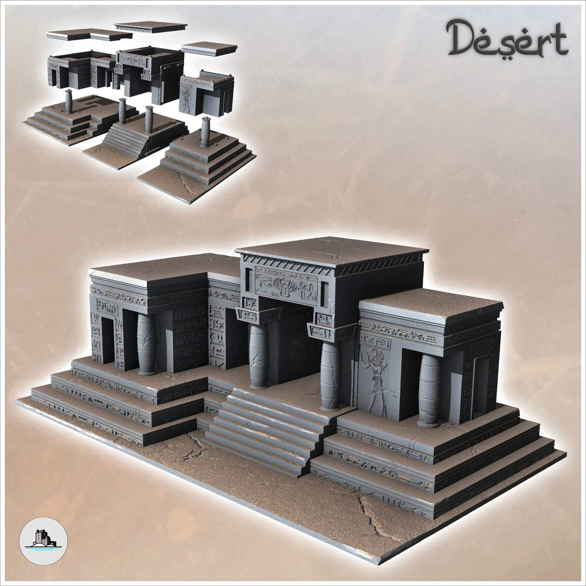 Other STL Download - Desert building with wide access staircase and ...