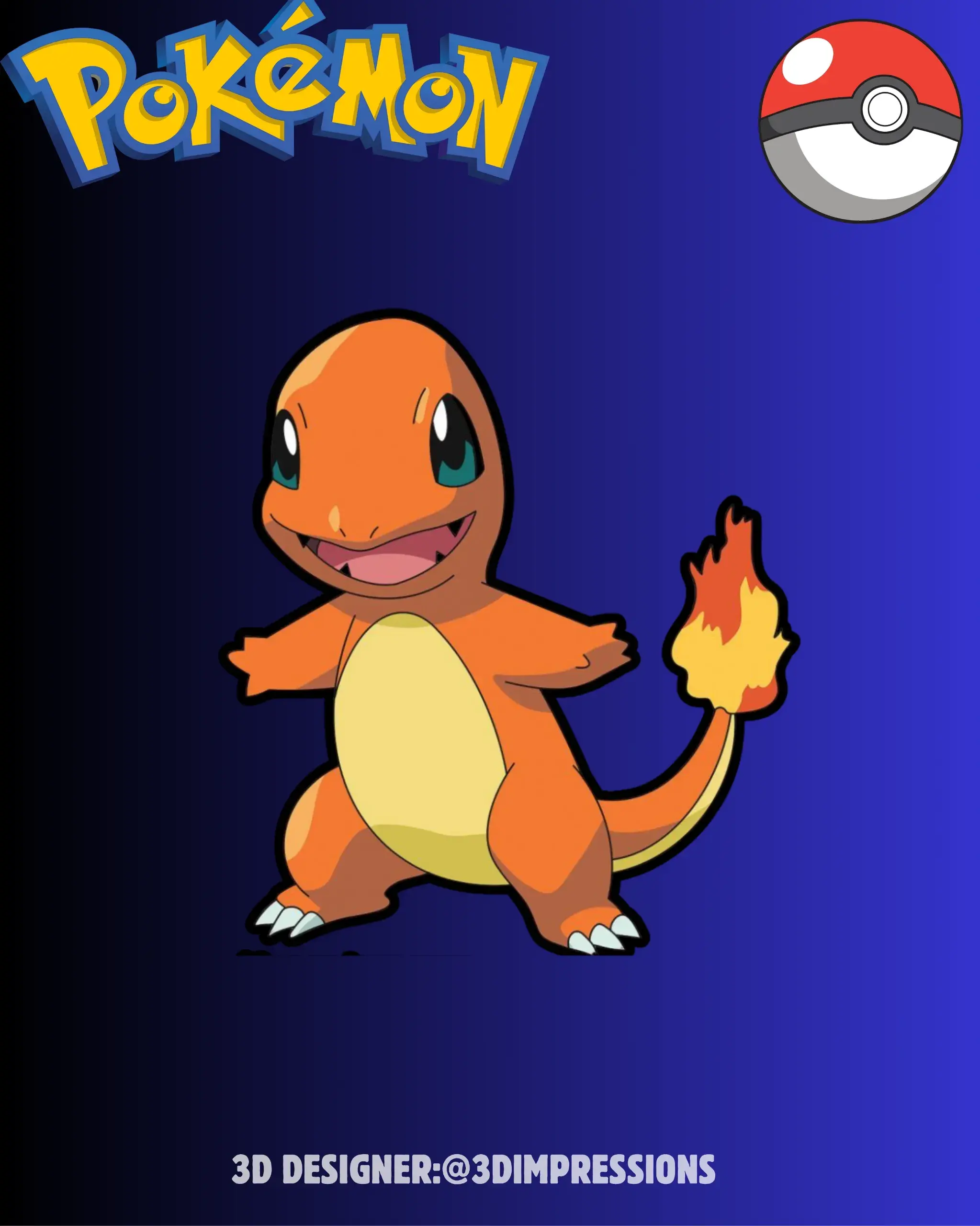 Characters & Creatures STL Download - Charmander Pokemonby 3DImpresions