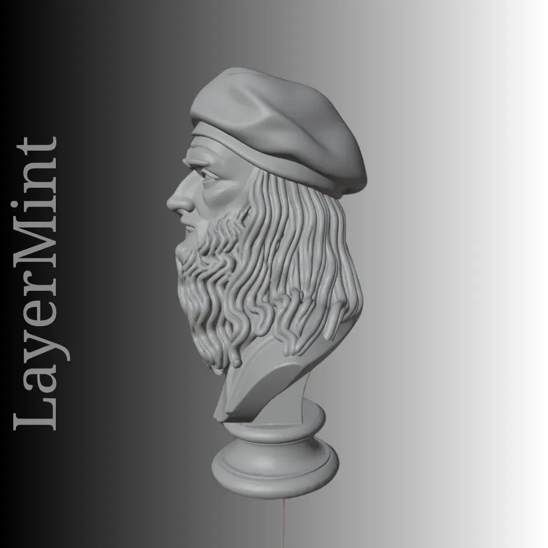 Sculptures & Artworks STL Download - Leonardo Da Vinci Bust Statue STL ...