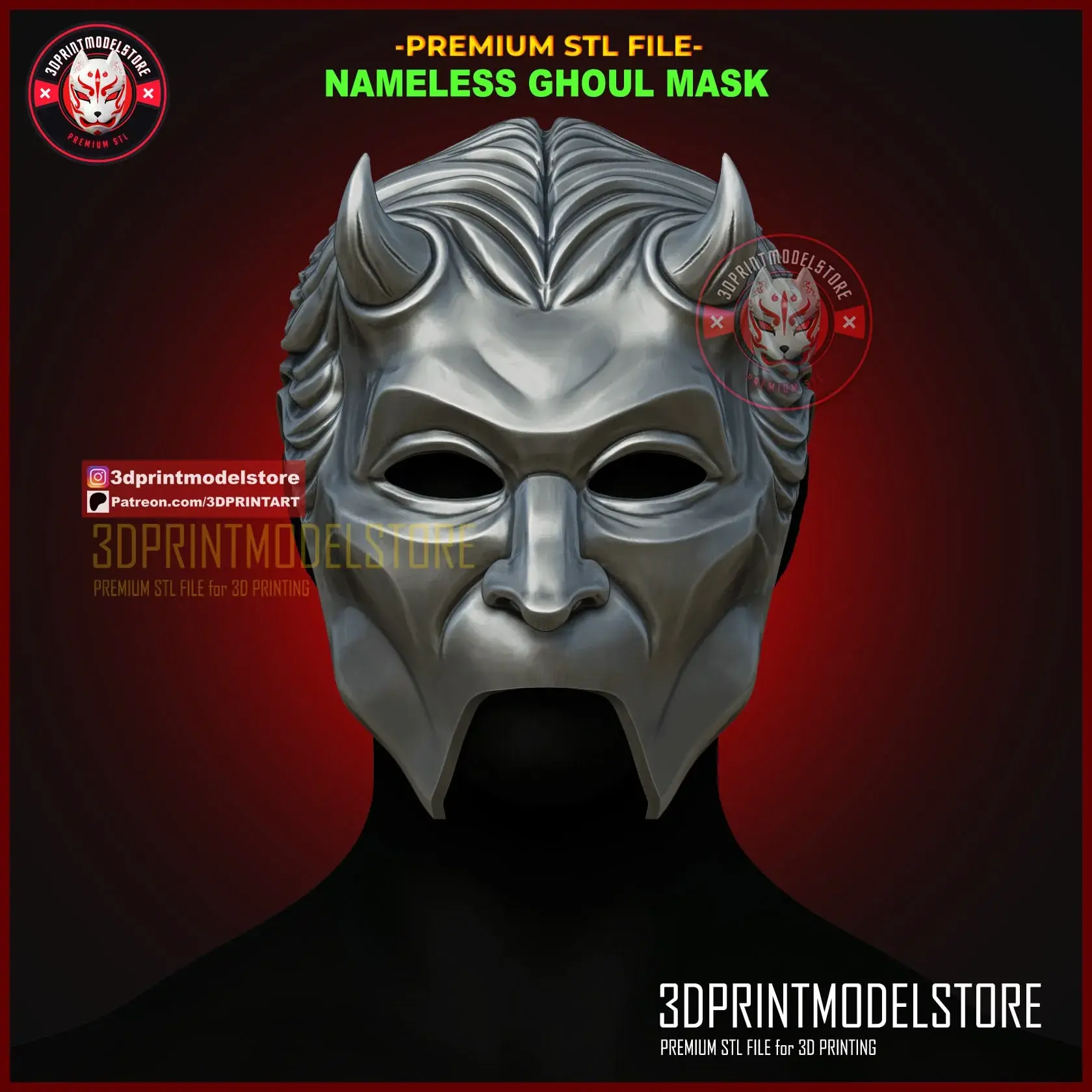 Cosplay STL Download - Nameless Ghoul Mask - Horned Ghost Mask ...
