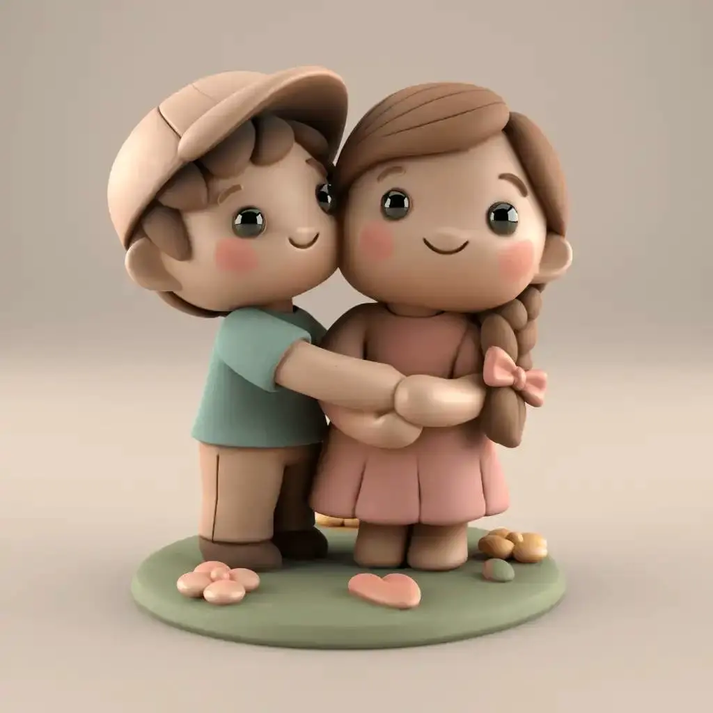 Sculptures & Artworks STL Download - Romantic Cute Hugging Couple STL ...