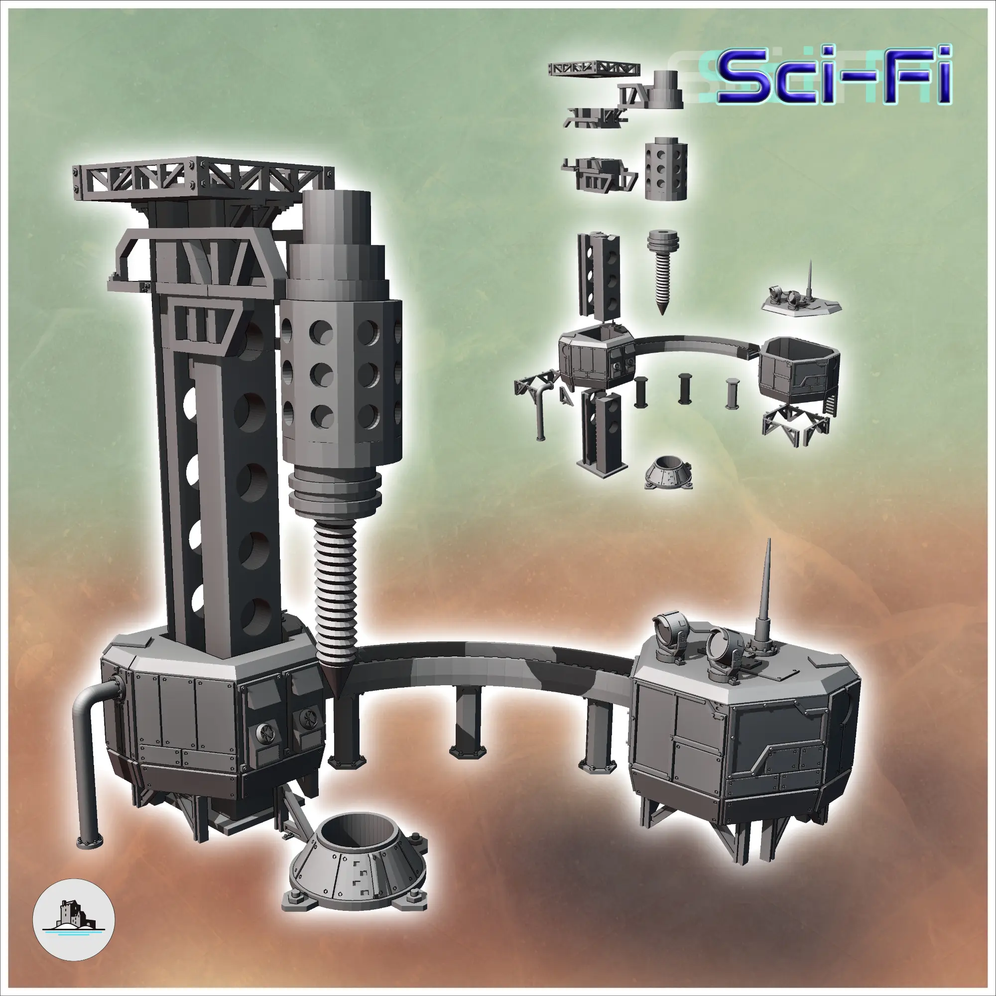 Other STL Download - Set of futuristic giant drill with drilling hole ...