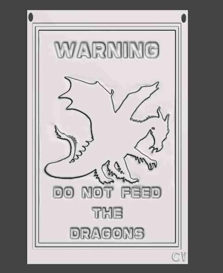Digital Art STL Download - do not feed the dragons signby celticverse