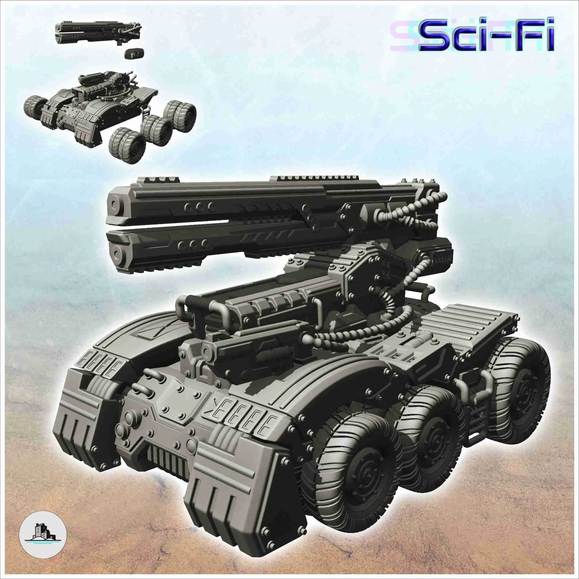 Other STL Download - Six-wheeled Sci-Fi fighting vehicle with laser ...