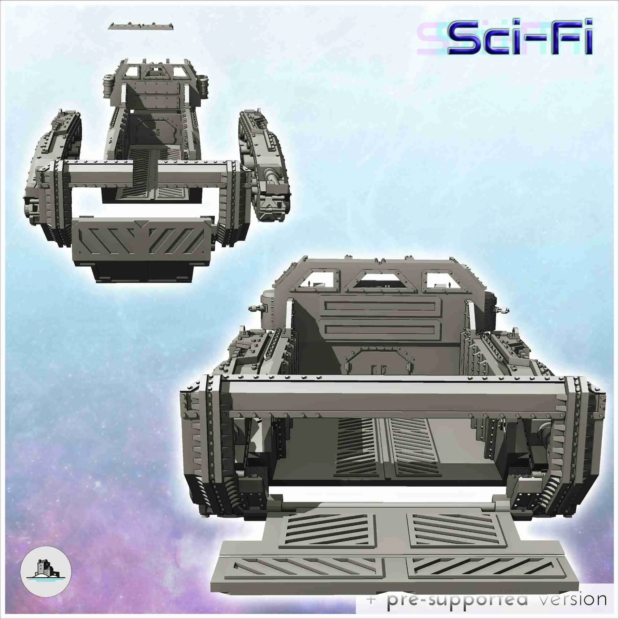Other STL Download - Futuristic landing tank with trapdoor and tracks ...