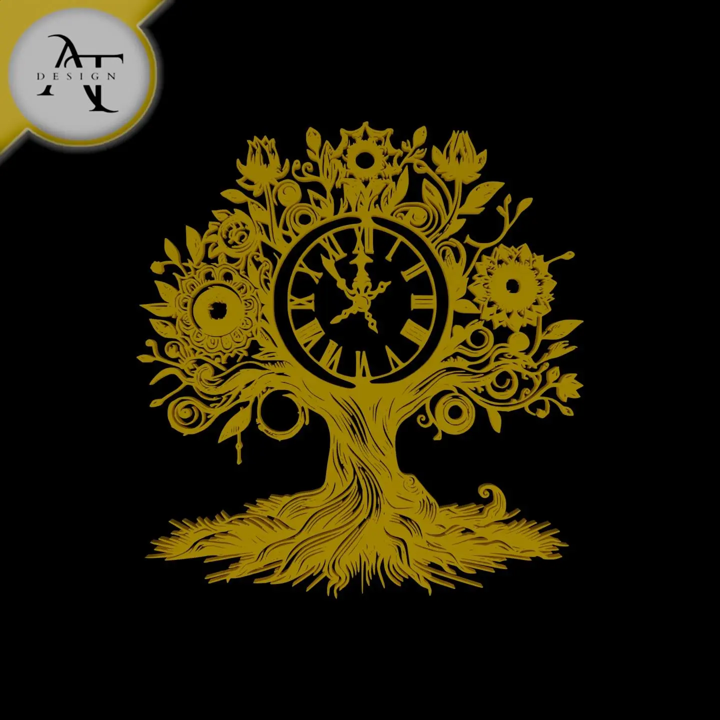 Home Decorations & Ornaments STL Descarga - Tree with clock ...