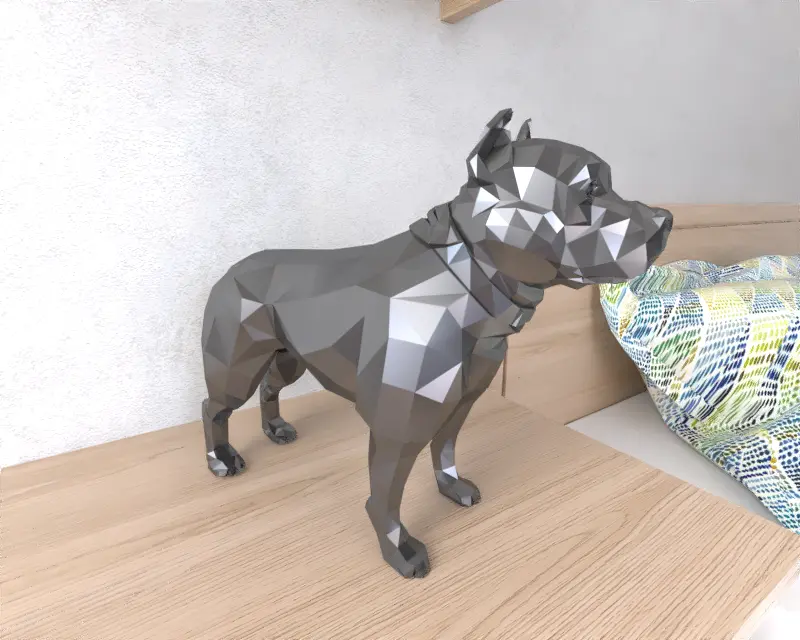 Characters & Creatures STL Download - Pitbull Dog Lowpoly Low polyby ...