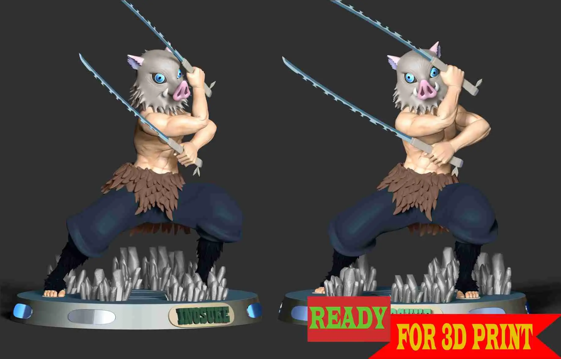 Characters & Creatures STL Download - Inosuke Hashibira - Demon ...
