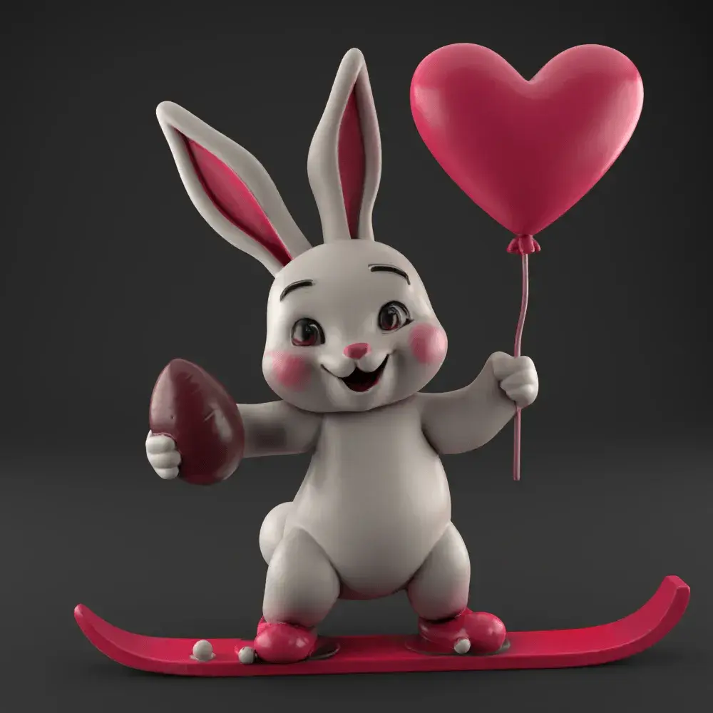 Other STL Download - Cute Bunny on Snowboard – 3D STL File for Fun ...