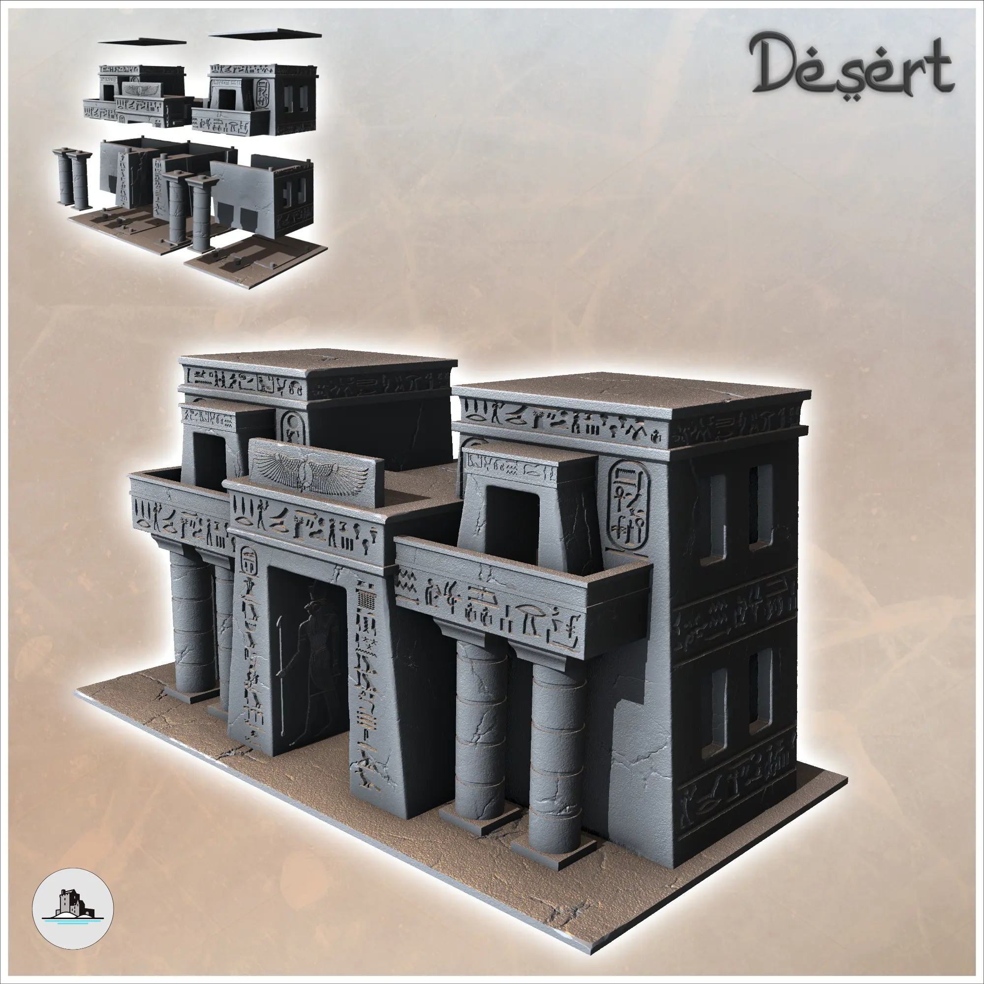 Large Egyptian Building with Majestic Entrance, Columns & Ba | 3D ...