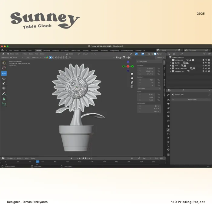 3D Printer Files | 3MF File | "SUNNEY" - Table Clock with Secret ...