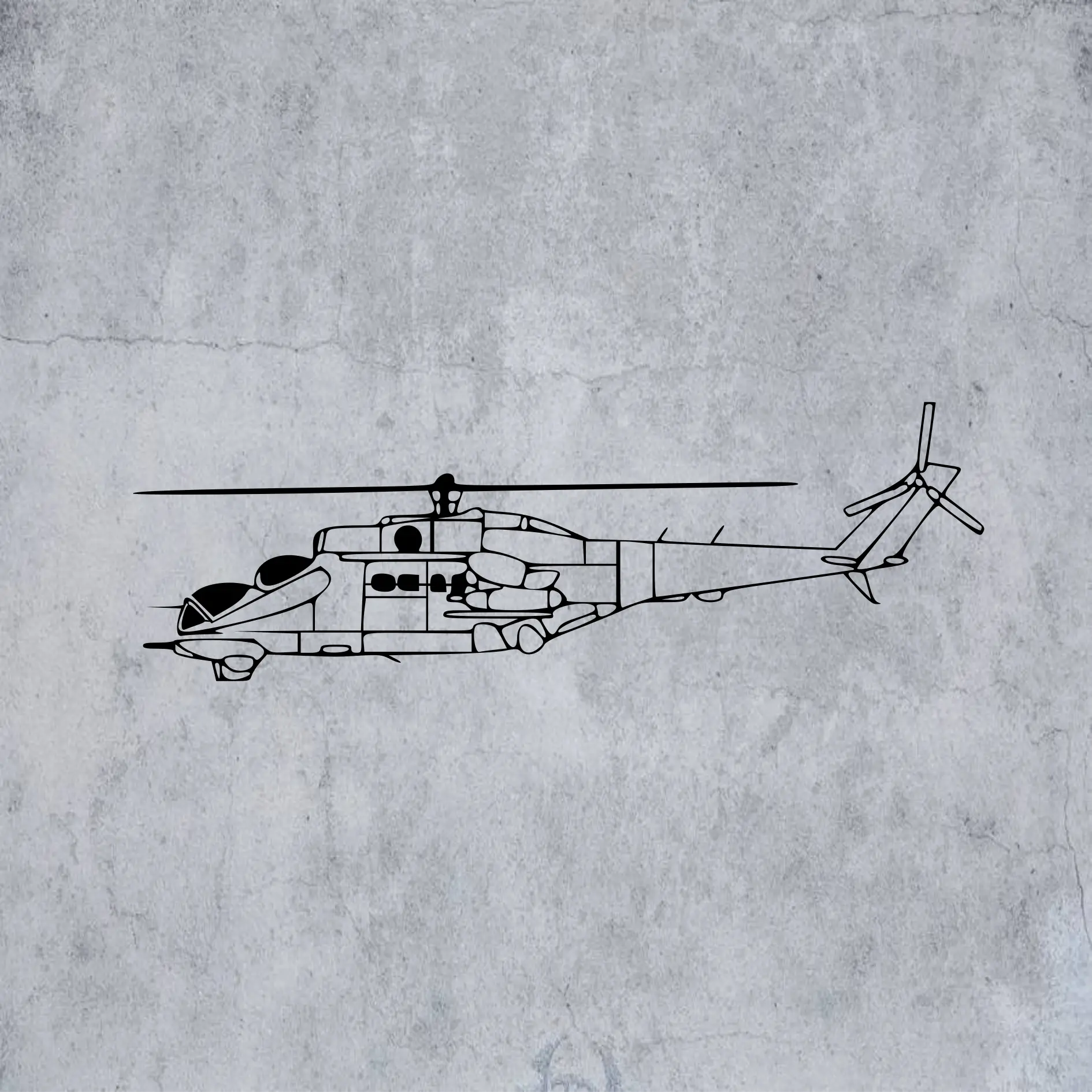 3D Printer Files | 3MF File | MI-24 HIND ATTACK HELICOPTER #2 | 2D WALL ...